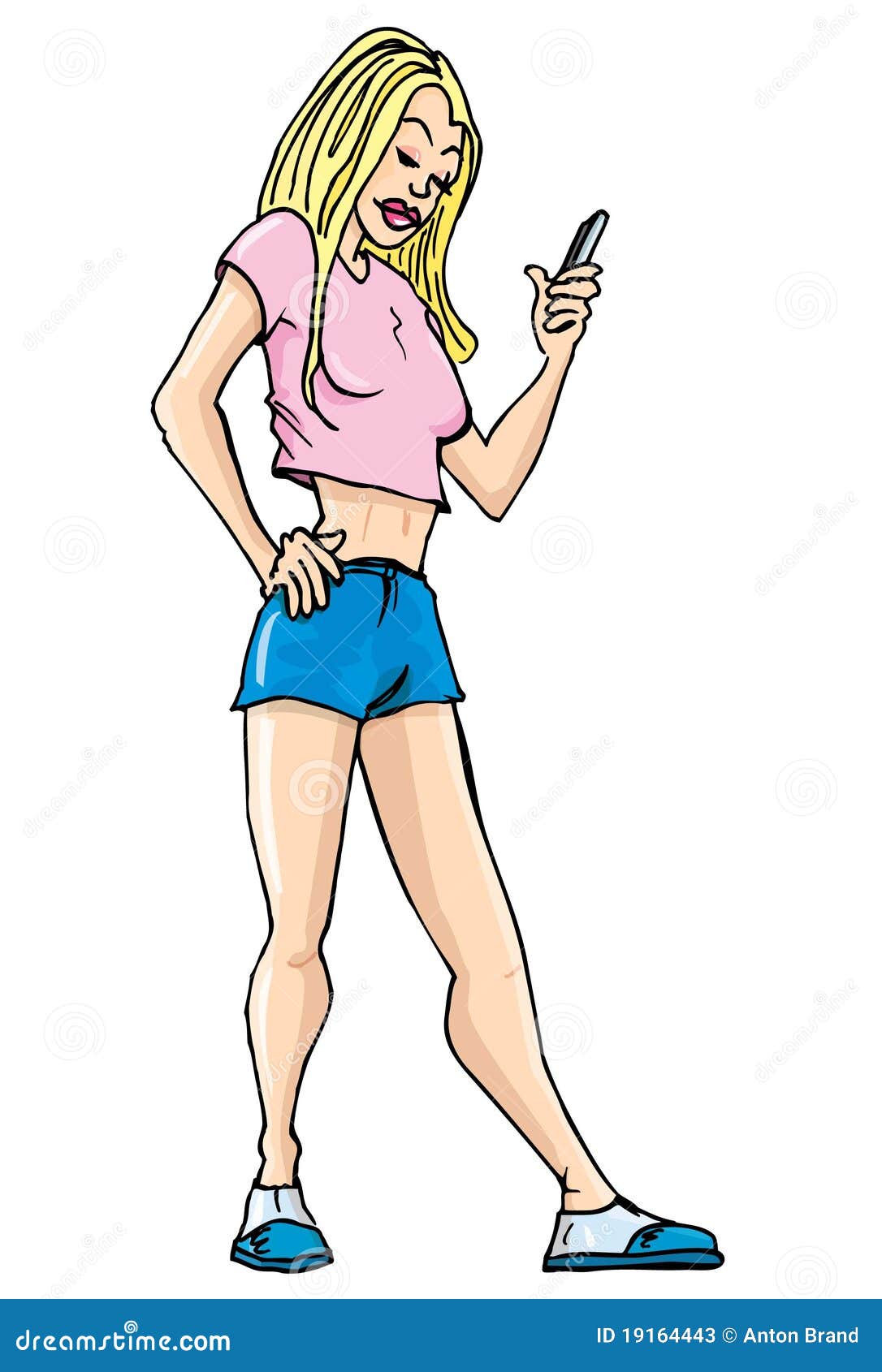 Cartoon Girl Using a Mobile Phone Stock Vector - Illustration of woman ...