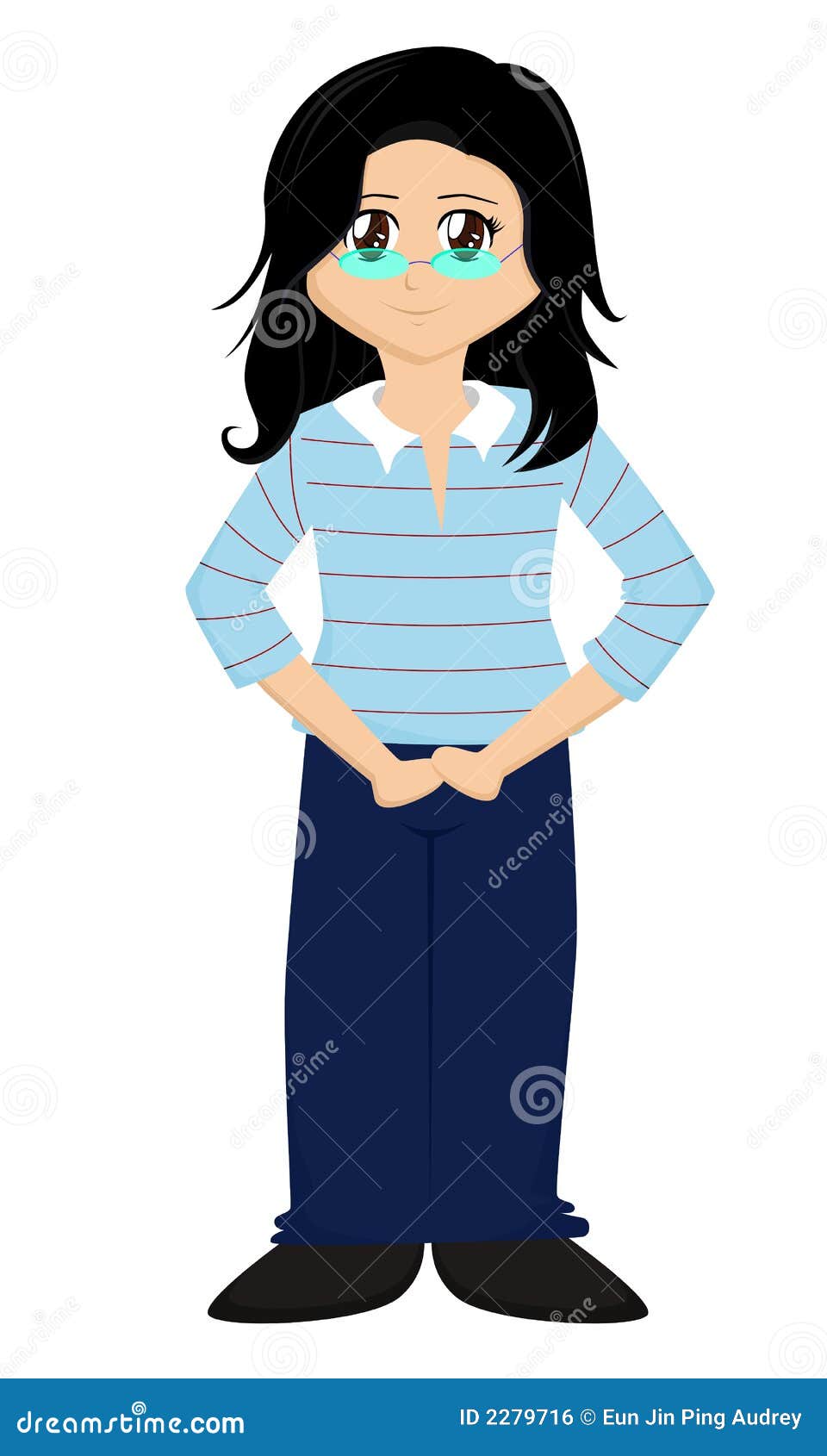 Cartoon Girl Wearing Specs stock vector. Illustration of striped - 2279716