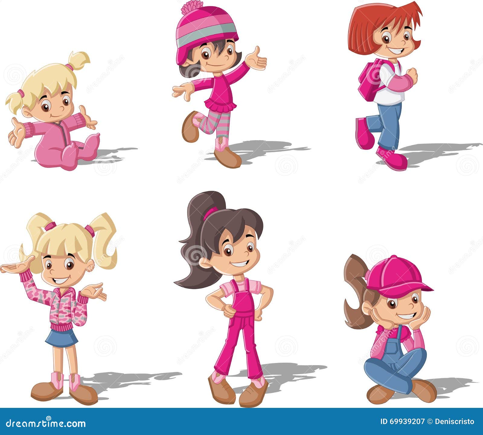 Cartoon girls. stock vector. Illustration of girls, group - 69939207
