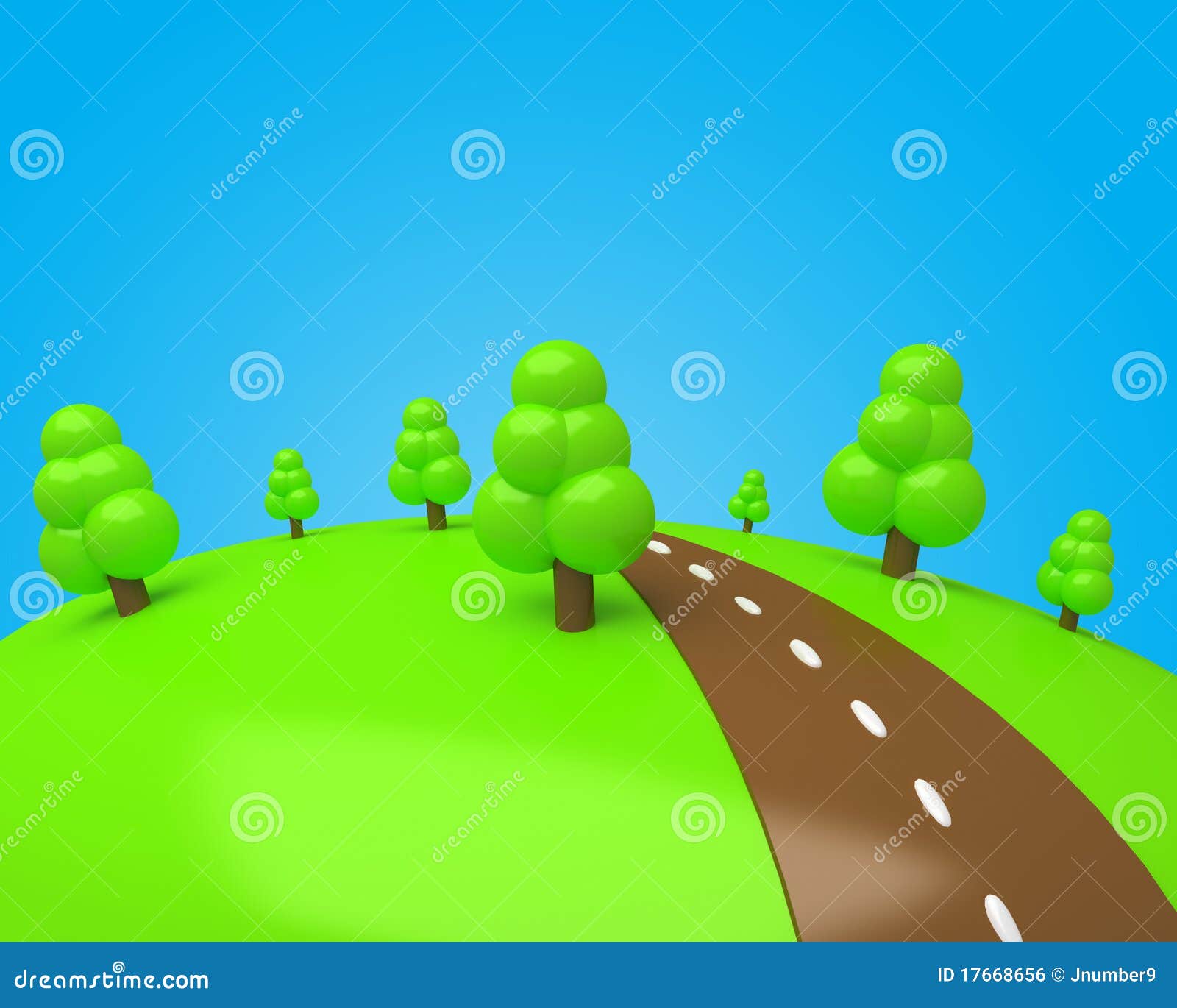 Cartoon Glade with Sweet Trees and Chocolate Road Stock Illustration ...