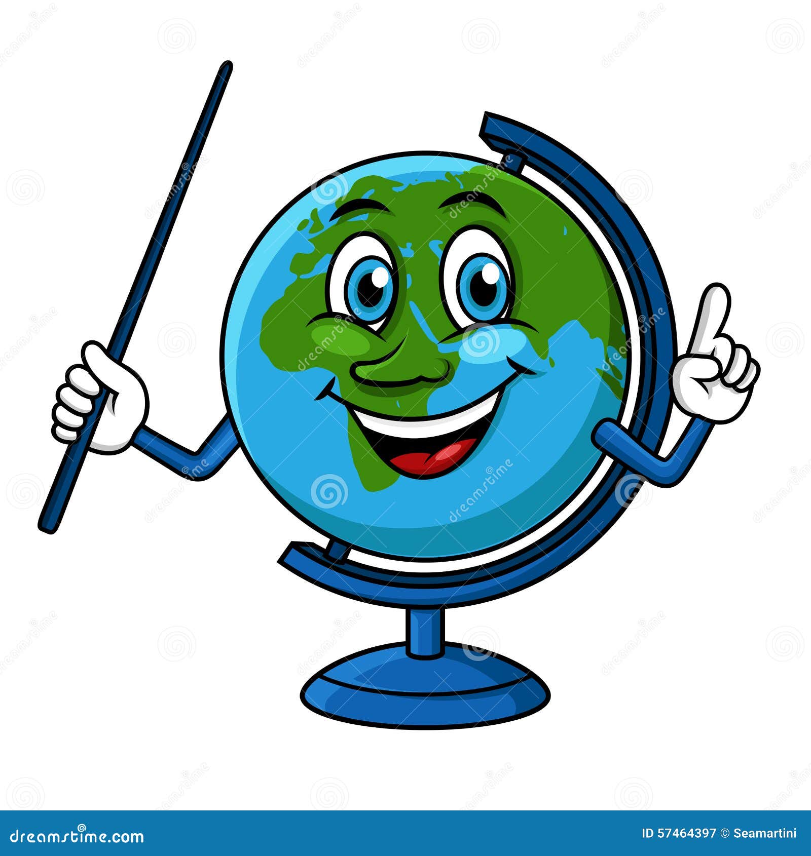 Cartoon Globe Character with Pointer Stock Vector - Illustration of ...