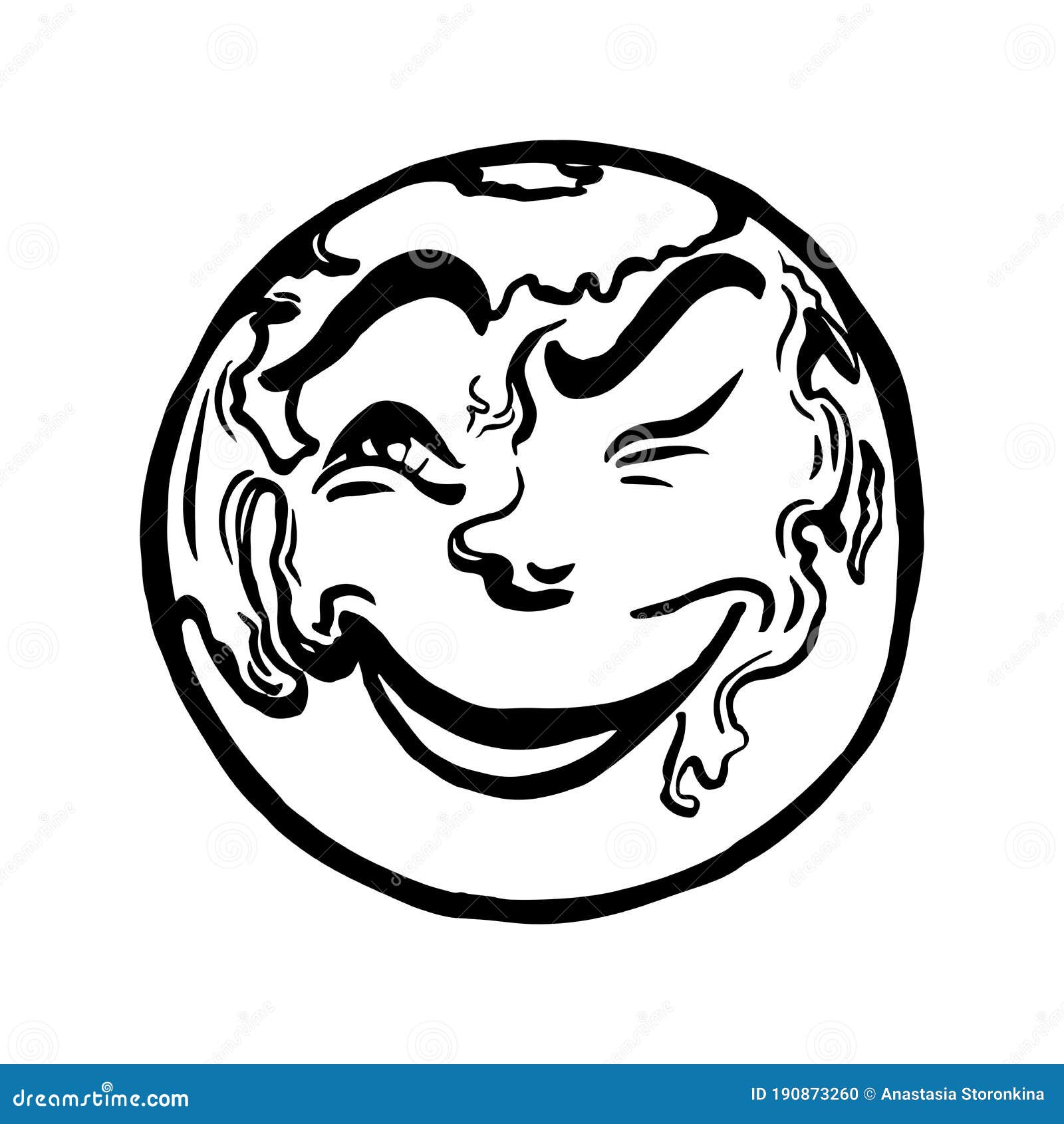 Cartoon Globe Earth Face with Winking Emotion Vector Illustration Stock ...