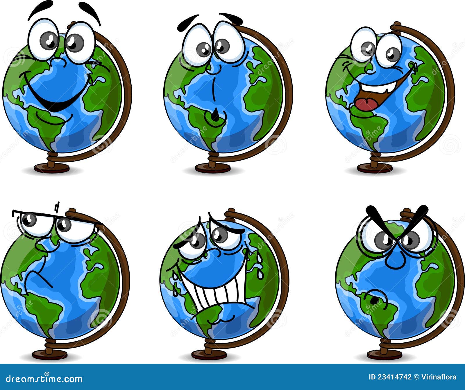 Cartoon Globe with Emotions,vector Stock Vector - Illustration of east ...