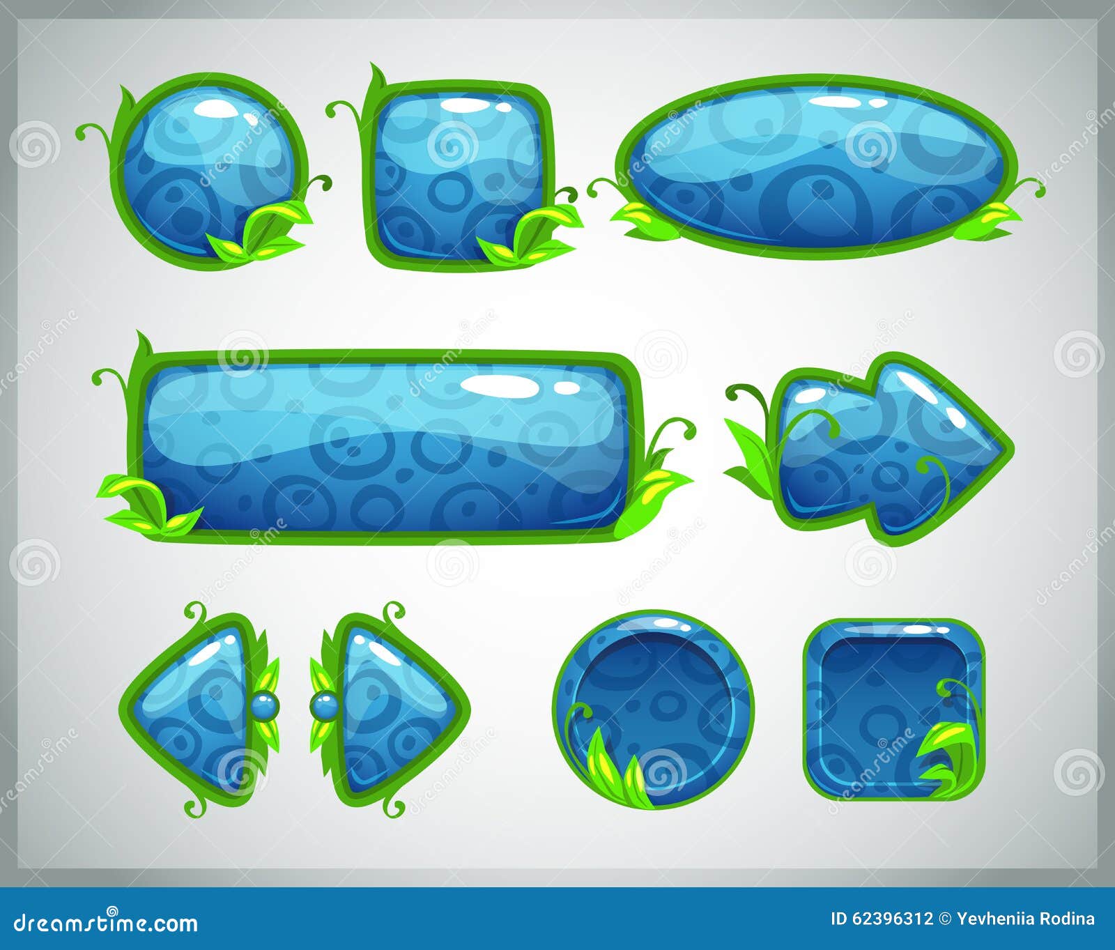 Cartoon Glossy Blue GUI Set Stock Illustration - Illustration of arrow ...