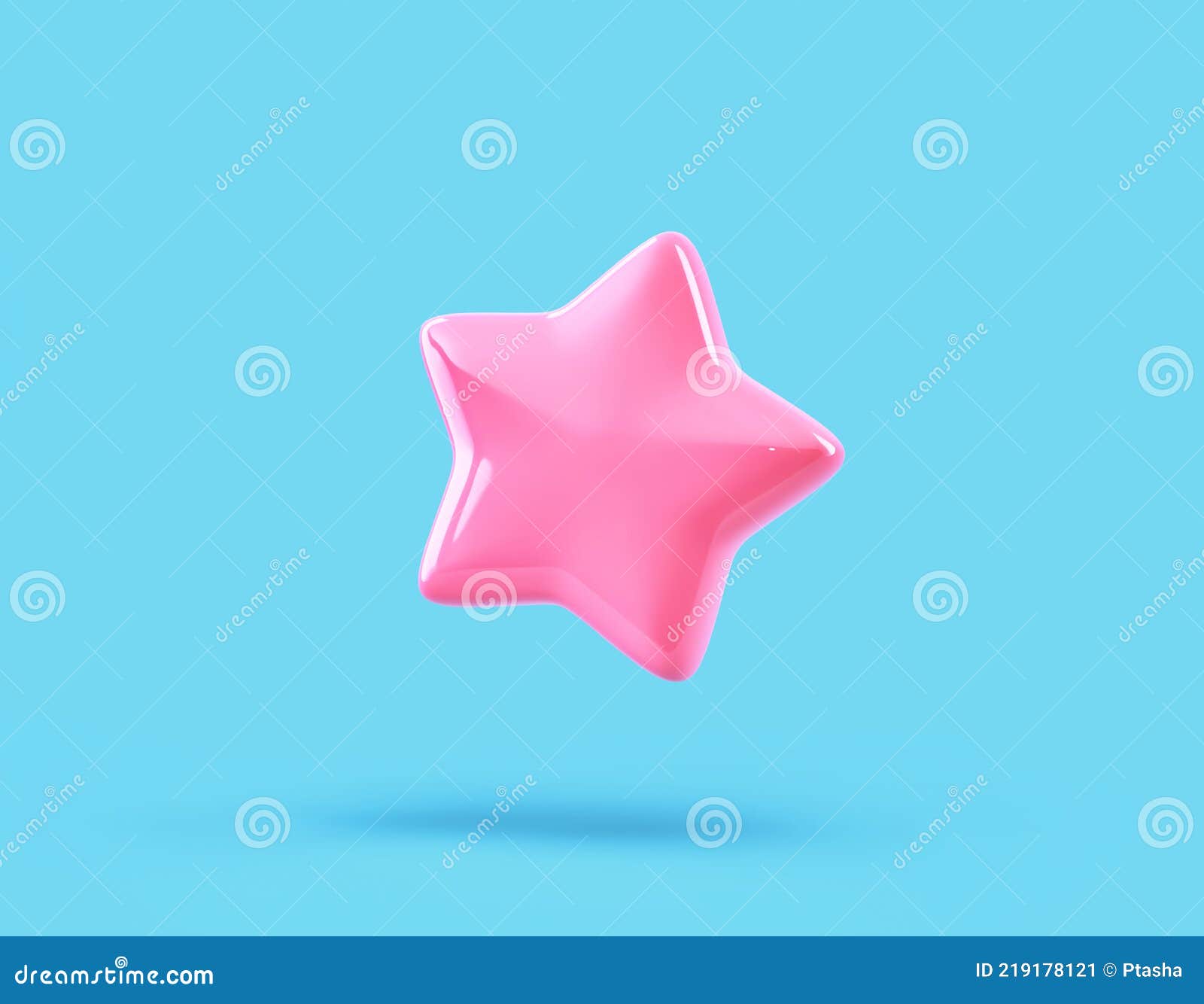 Cartoon Glossy Pink Star Isolated on Blue Background Stock Illustration ...
