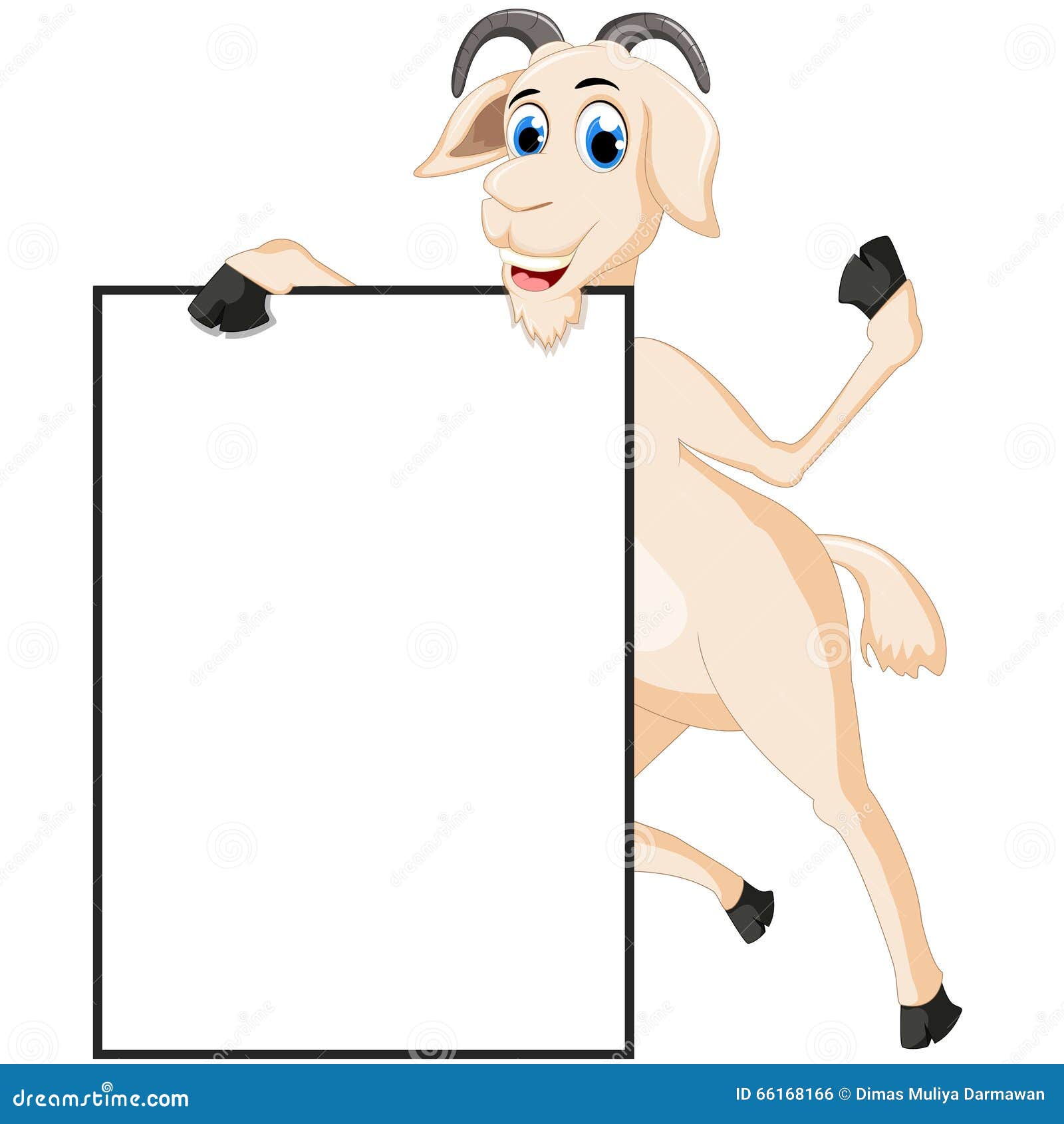 Cartoon Goat with Blank Sign Stock Illustration - Illustration of cute ...