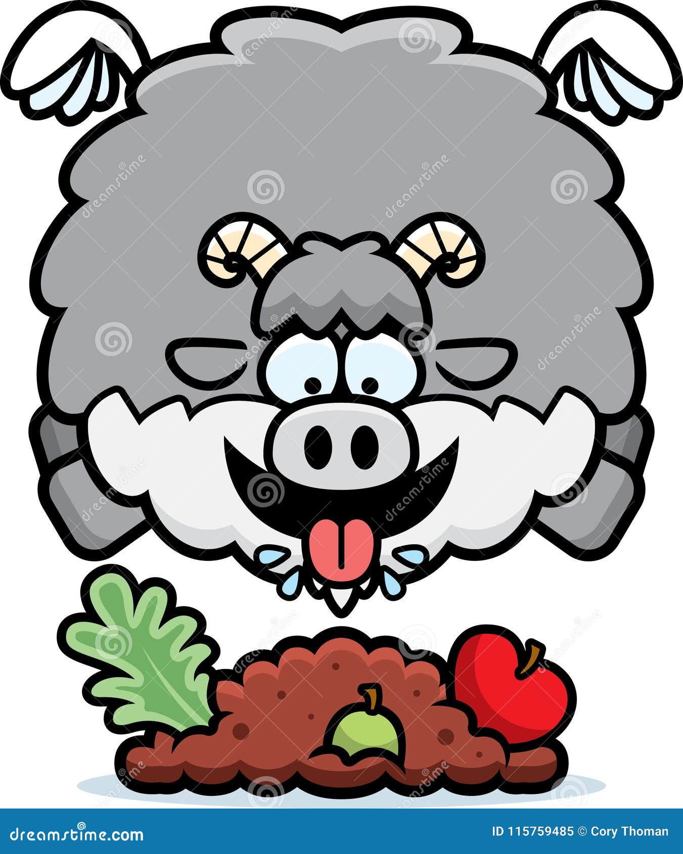 Cartoon Goat Eating stock vector. Illustration of flying - 115759485