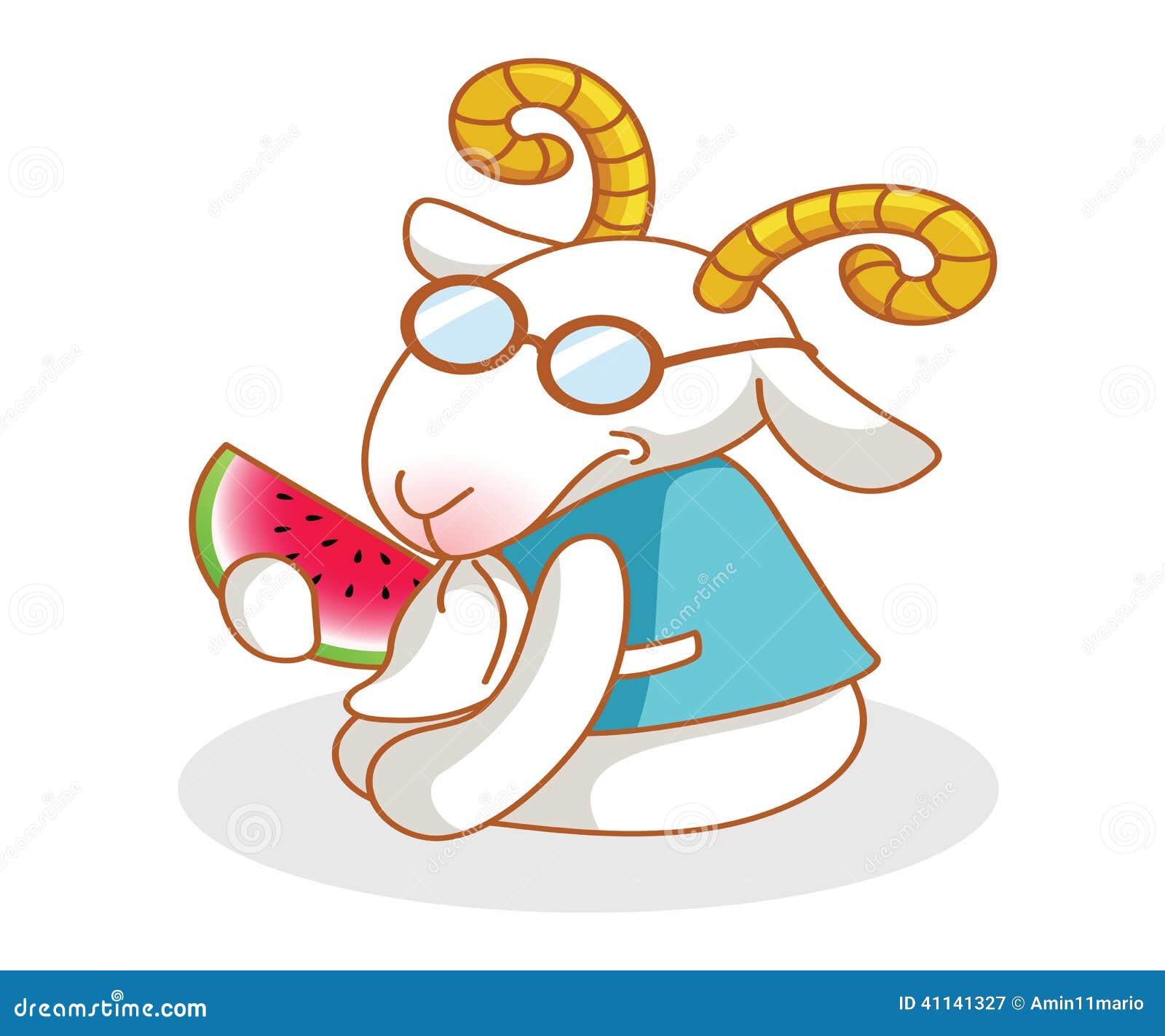 Cartoon Goat Eating Watermelon Stock Illustration - Illustration of ...