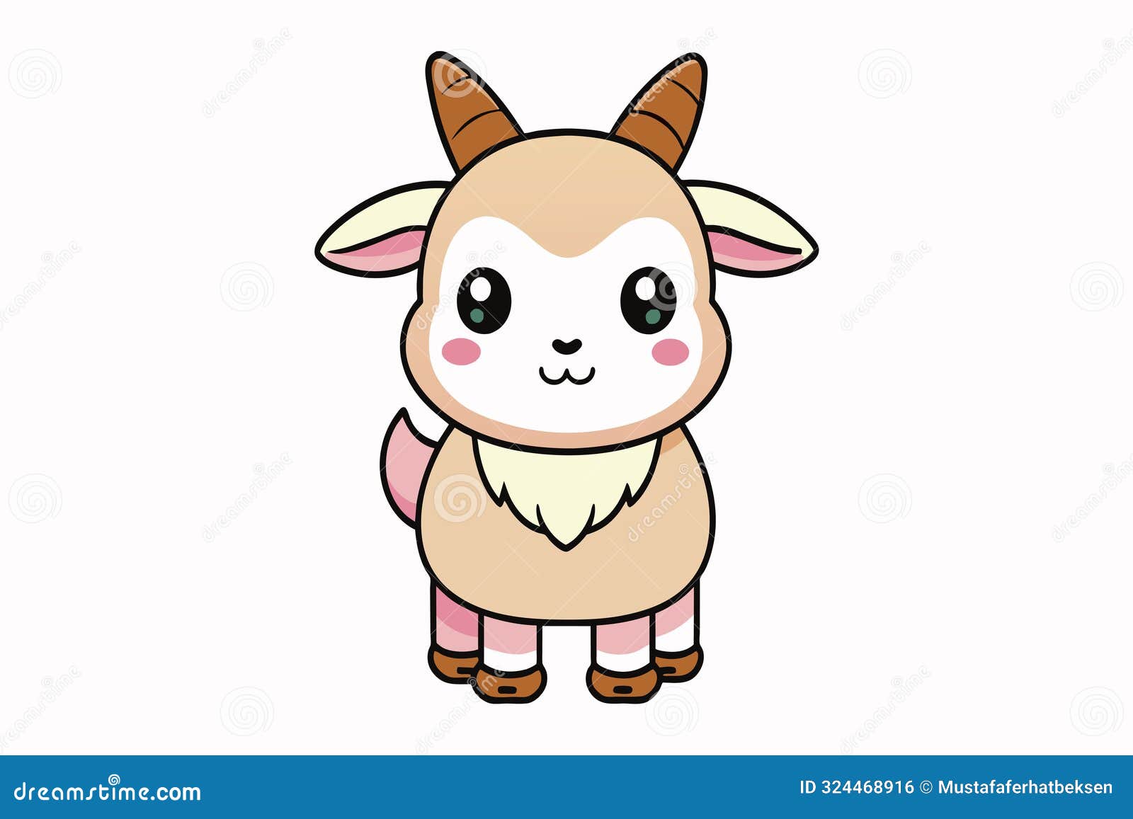 A Cartoon Goat with a Pink Nose and a White Face Stock Illustration ...