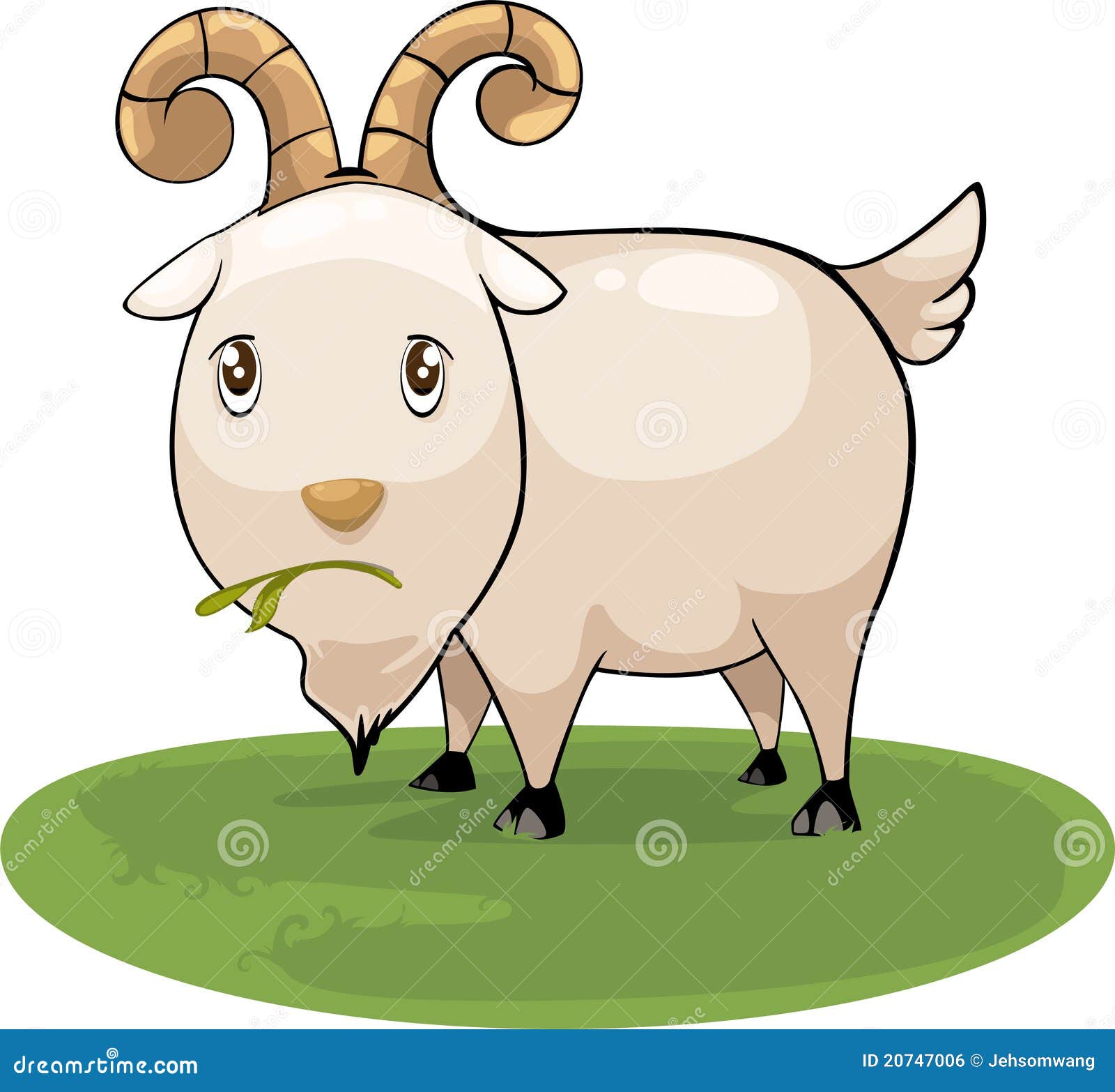 Cartoon Goat Eating Grass Vector Illustration | CartoonDealer.com #49491036