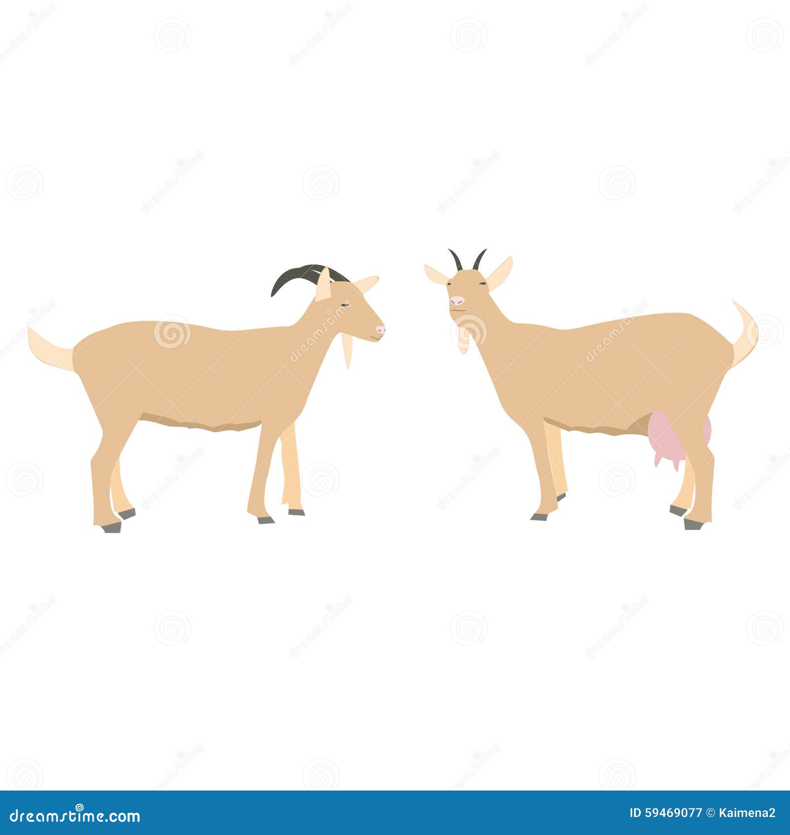 Cartoon Goats Farm Animal Characters Set Coloring Page | CartoonDealer ...