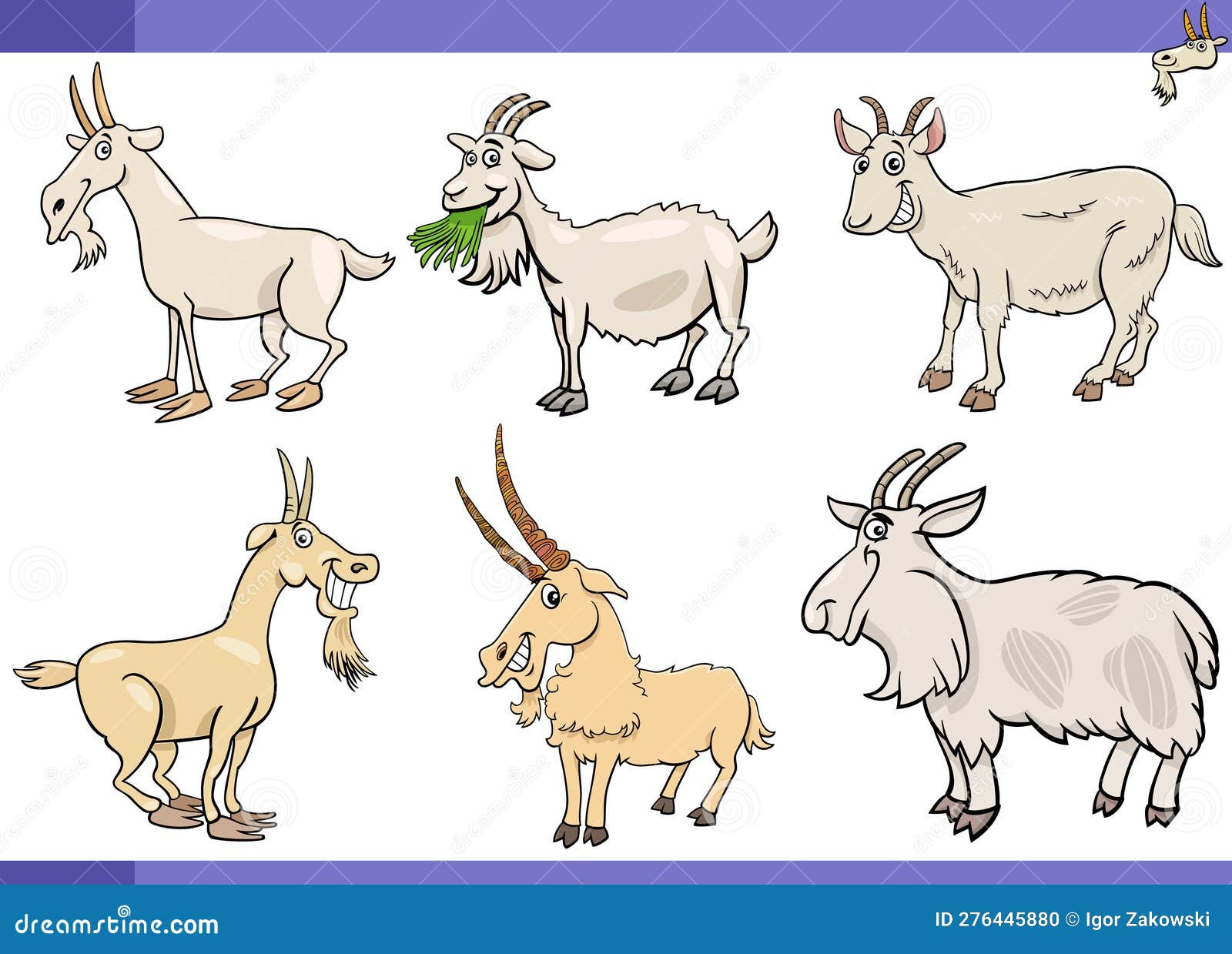 Cartoon Goats Farm Animal Characters Coloring Page Vector Illustration ...