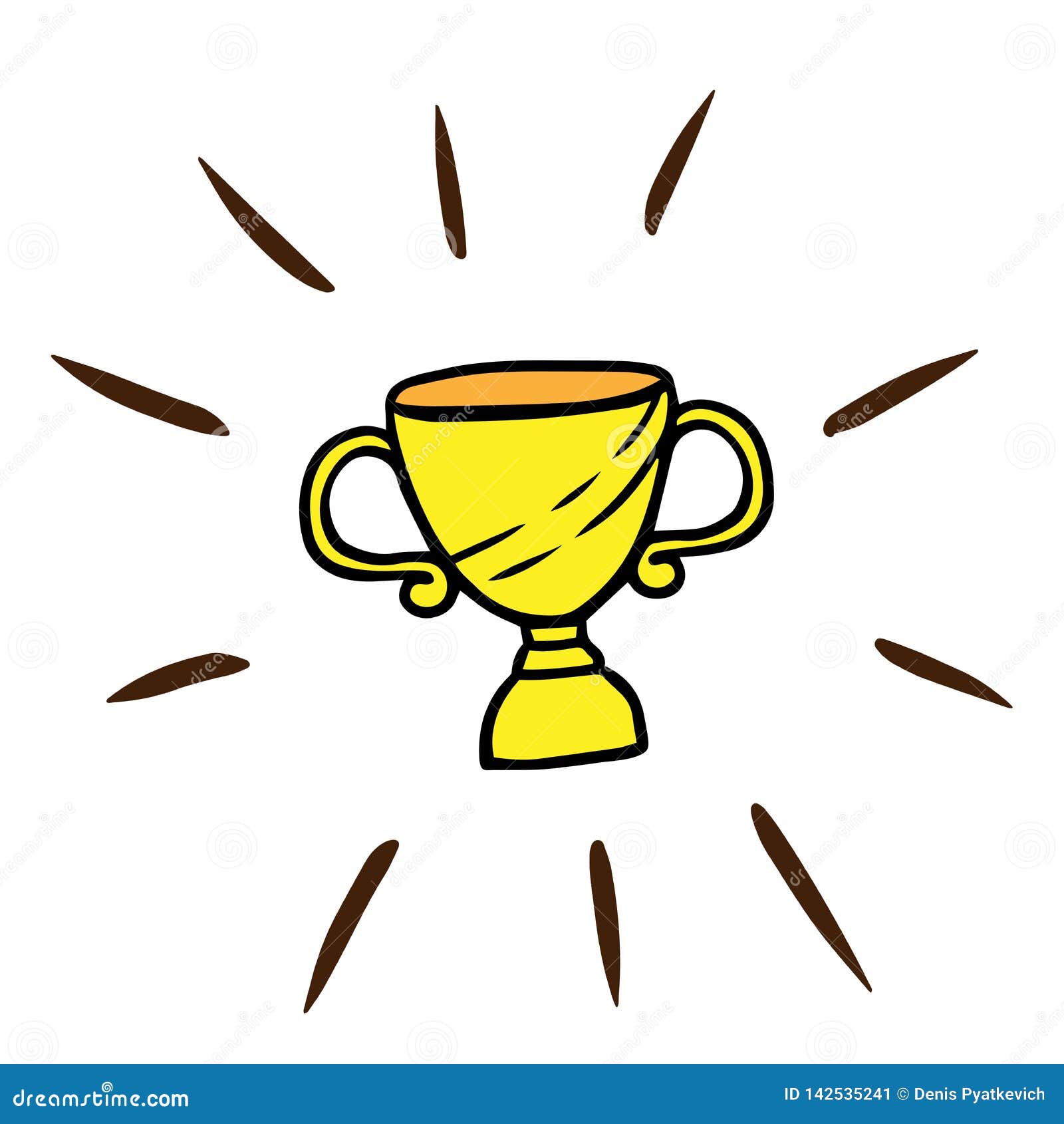 Cartoon Gold Cup on White Background Doodle Illustration Stock Vector ...