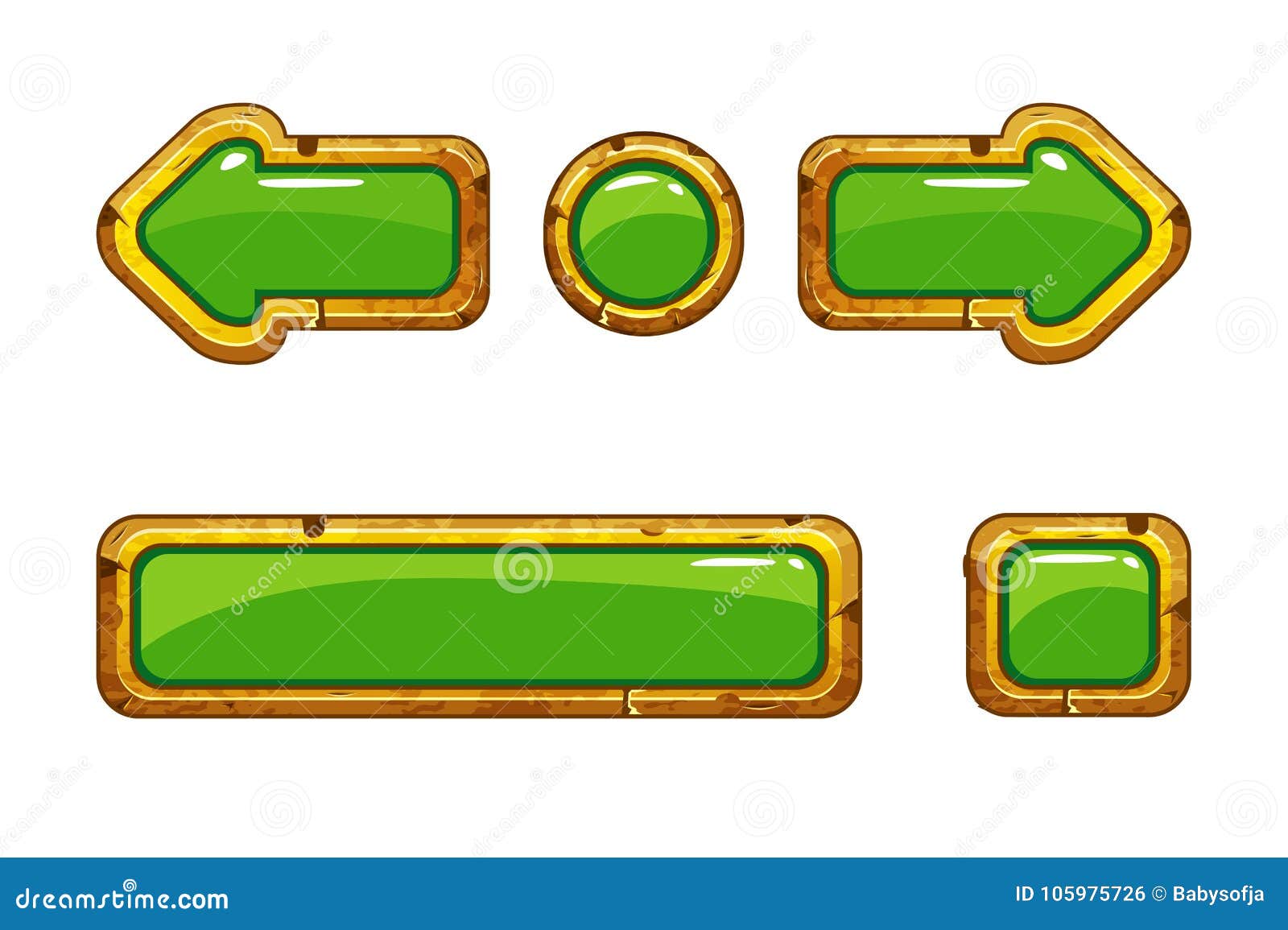 Cartoon Gold Old Green Buttons for Game or Web Design Stock Vector ... Cartoon Gold Old Green Buttons for Game or Web Design Stock Vector ...