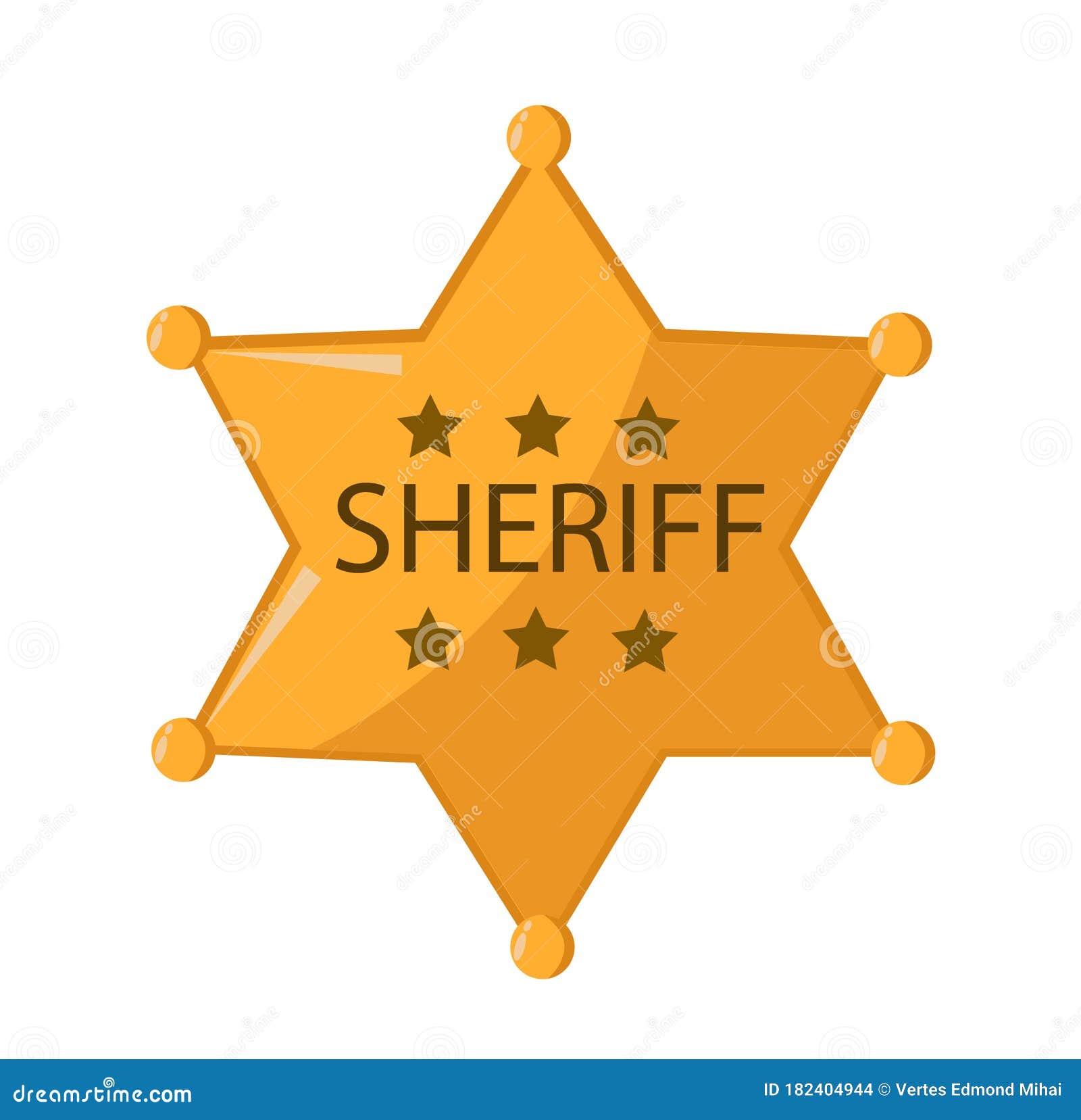 Cartoon gold star sheriff stock vector. Illustration of justice - 182404944