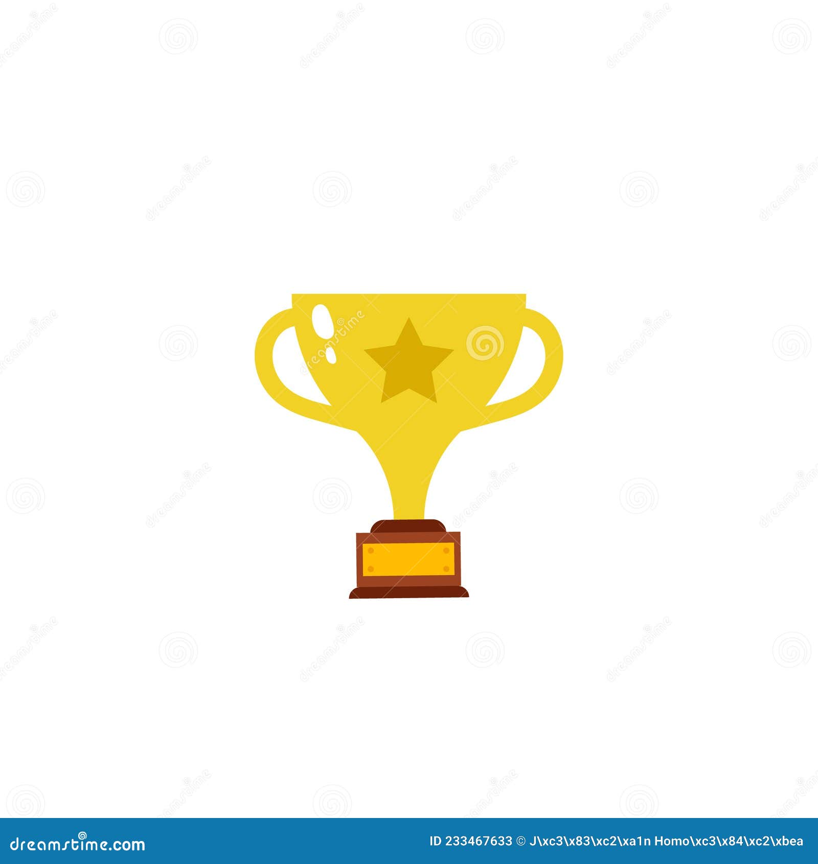 Cartoon Golden Trophy Cup. Vector Illustration Isolated on White ...