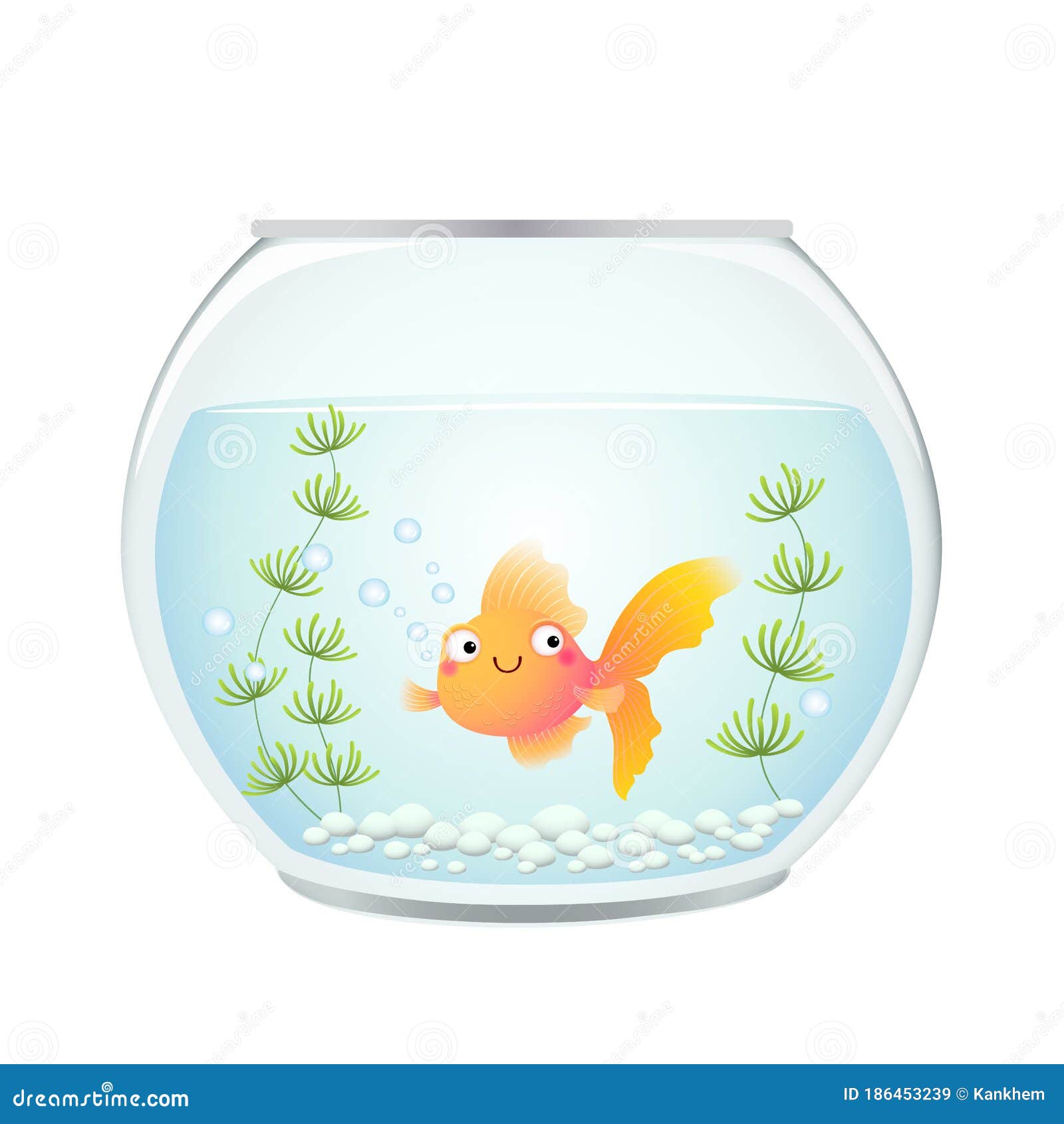 A Cartoon Goldfish in a Fishbowl Stock Vector - Illustration of float ...