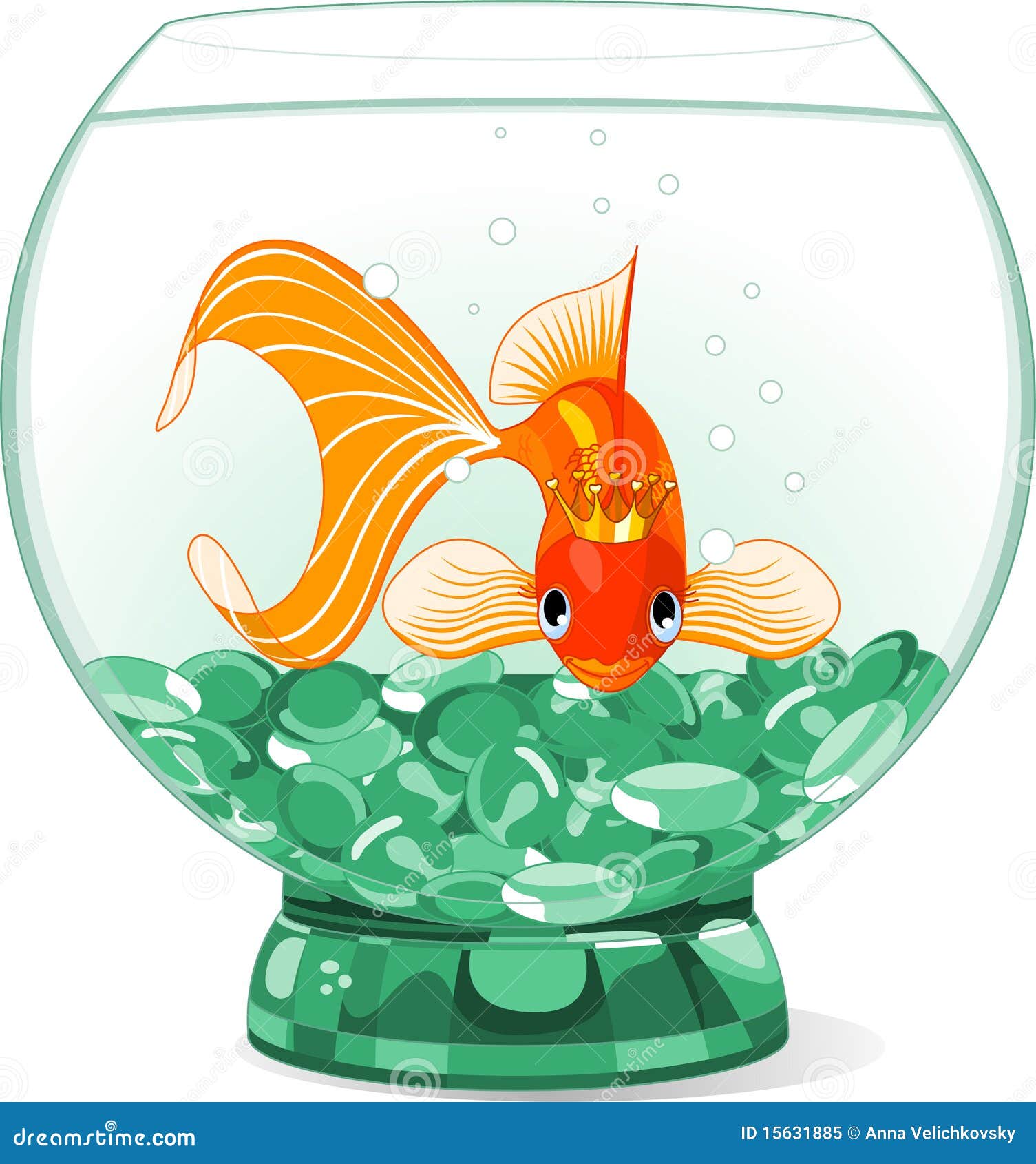 Cartoon Goldfish Queen in the Aquarium Stock Vector - Illustration of ...