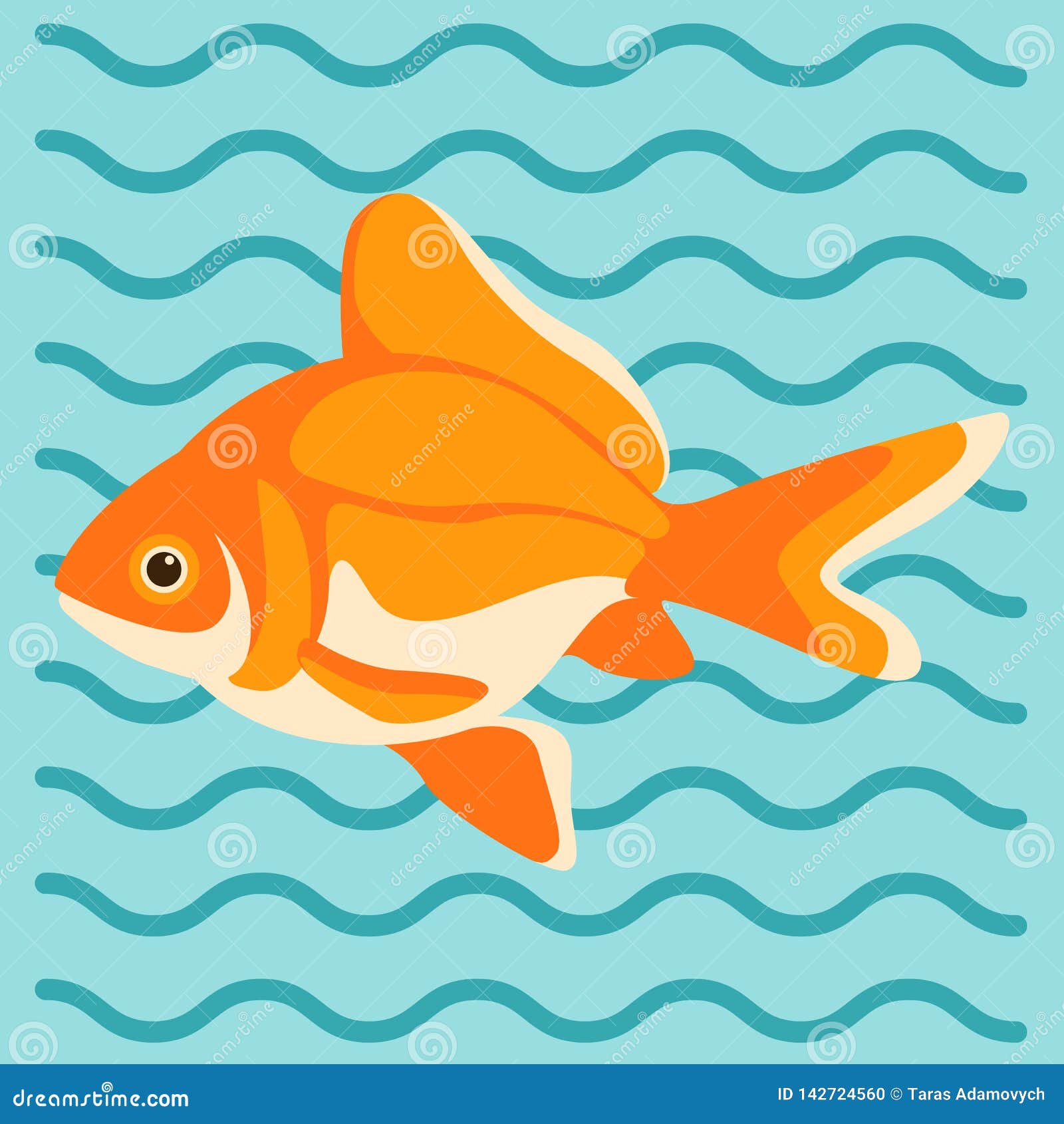 Cartoon Goldfish,vector Illustration,flat Style | CartoonDealer.com ...
