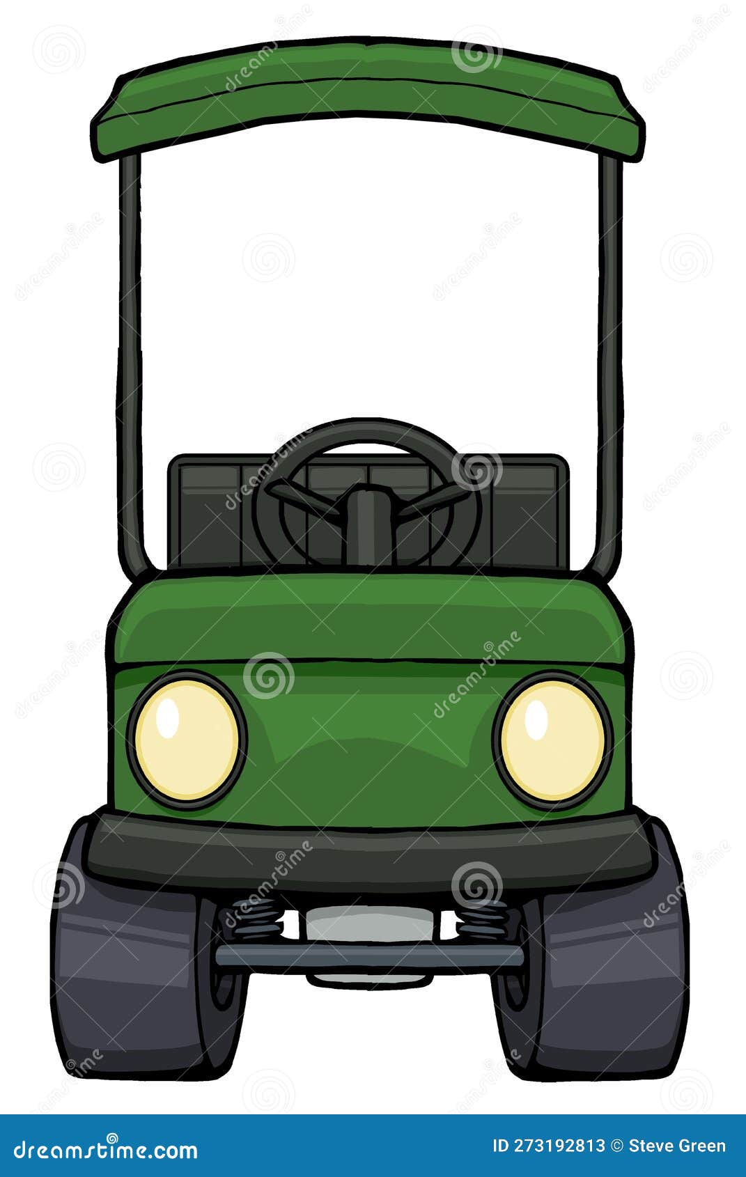 Cartoon Golf Cart Front View Stock Vector - Illustration of transport ...