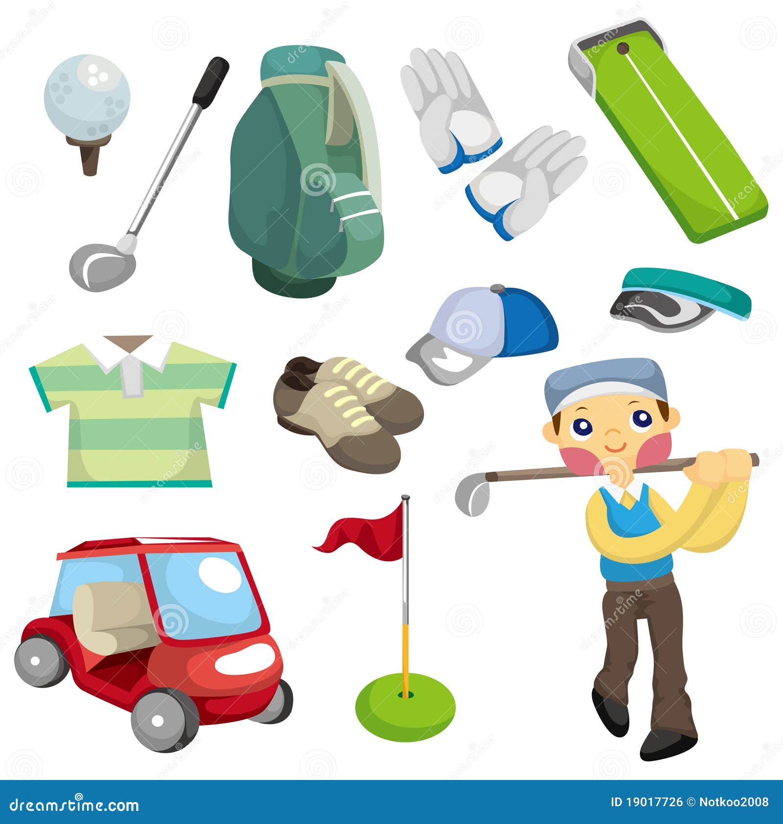 Cartoon Golf Equipment Icon Stock Vector - Illustration of ...