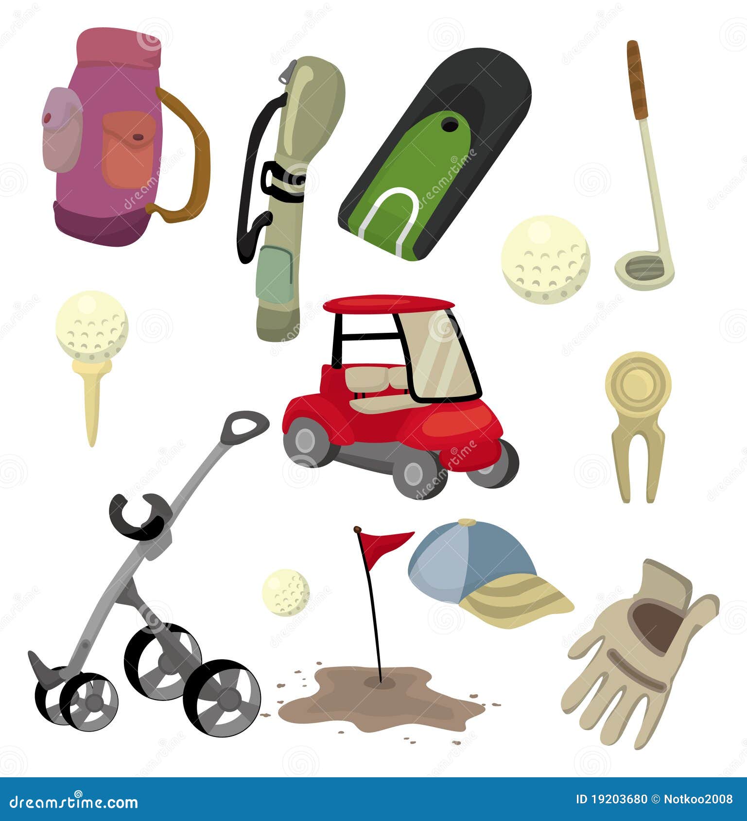 Cartoon golf icon stock vector. Illustration of lawn - 19203680