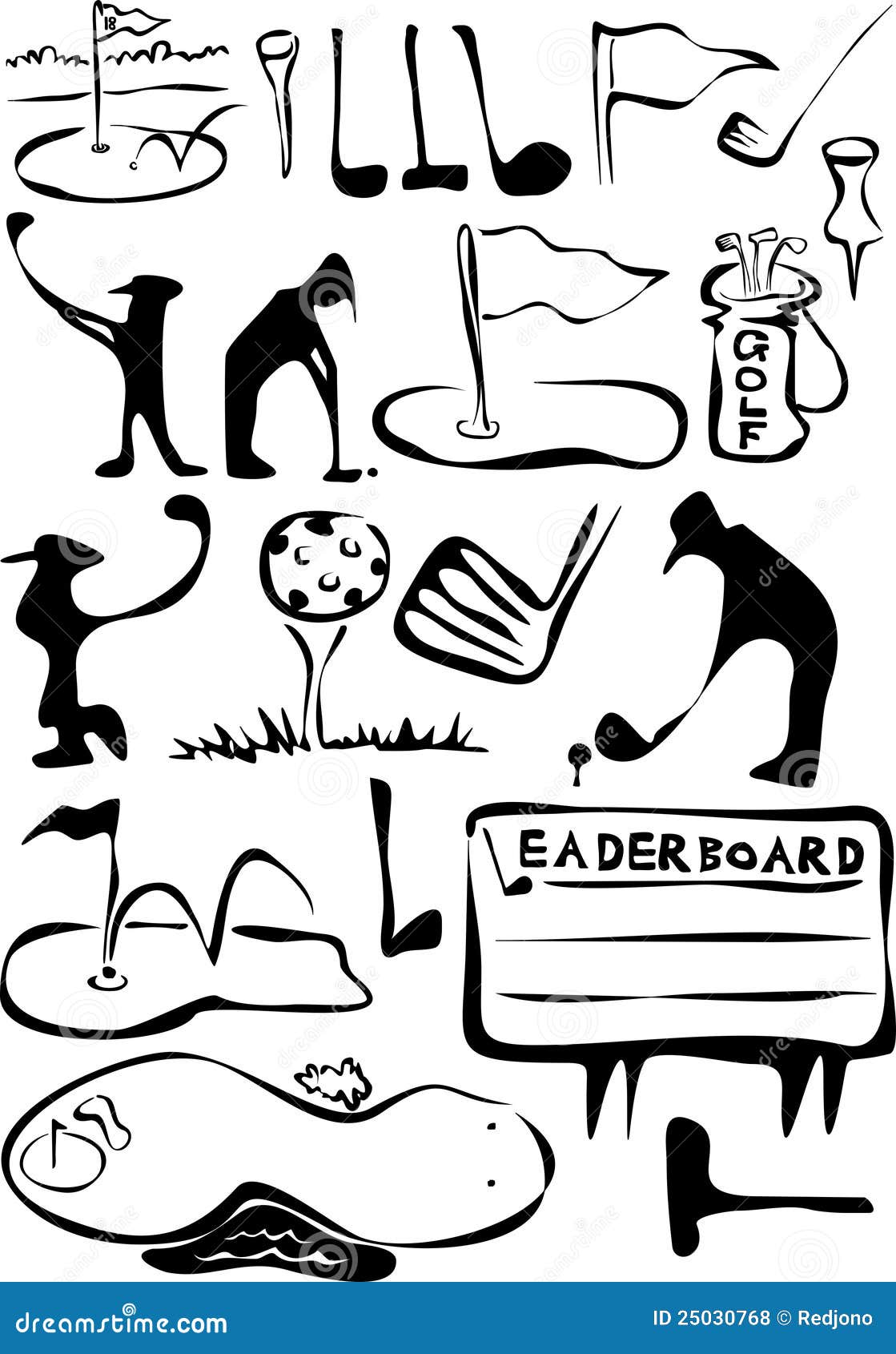 Cartoon golf set stock illustration. Illustration of pole - 25030768