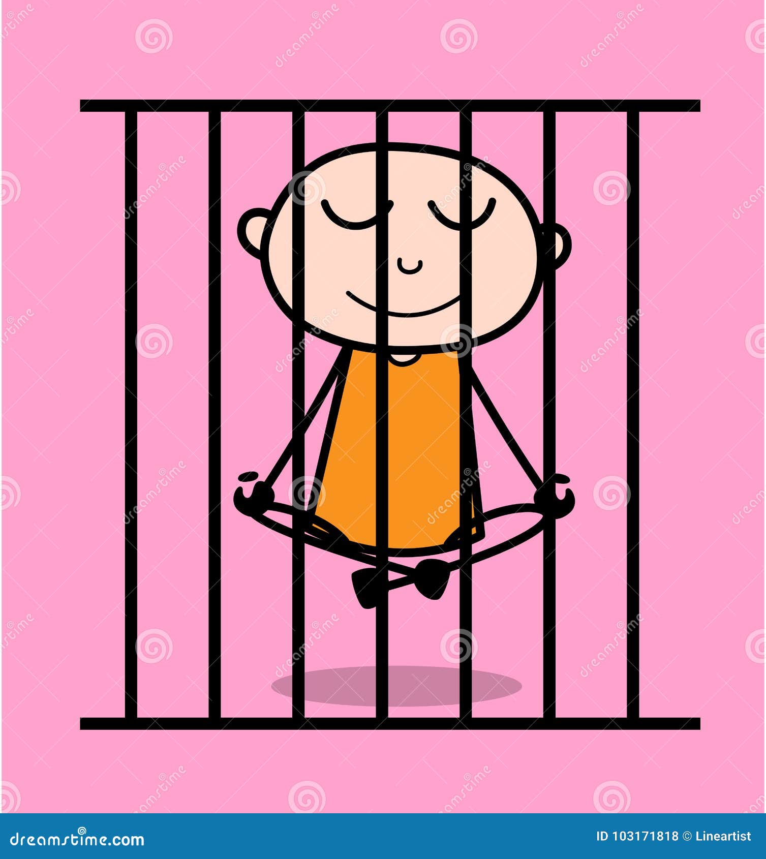 Cartoon Good Prisoner Doing Yoga in Jail Stock Illustration ...
