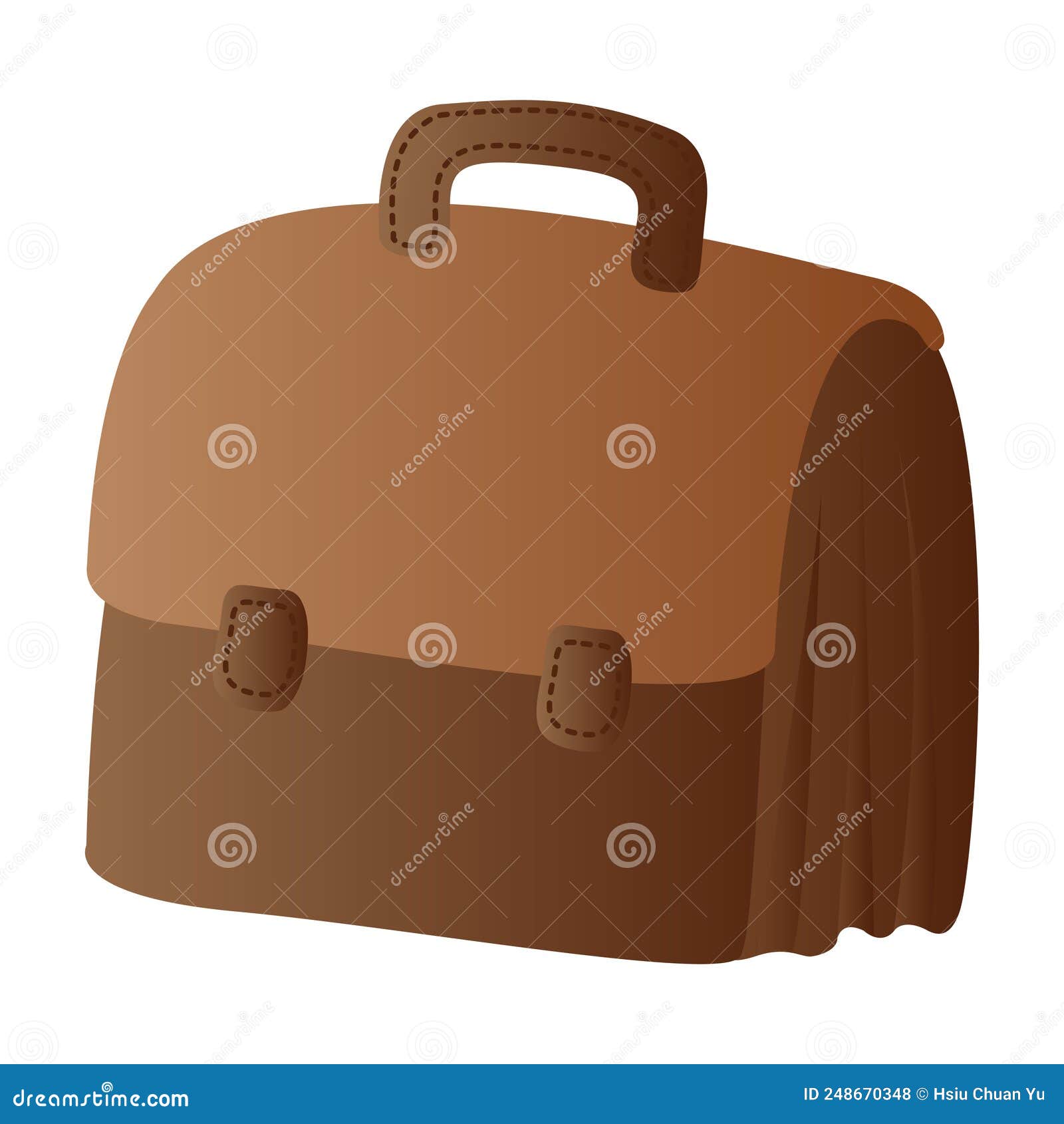 Cartoon Gradient Brown Leather Briefcase Vector Isolated Element Stock ...