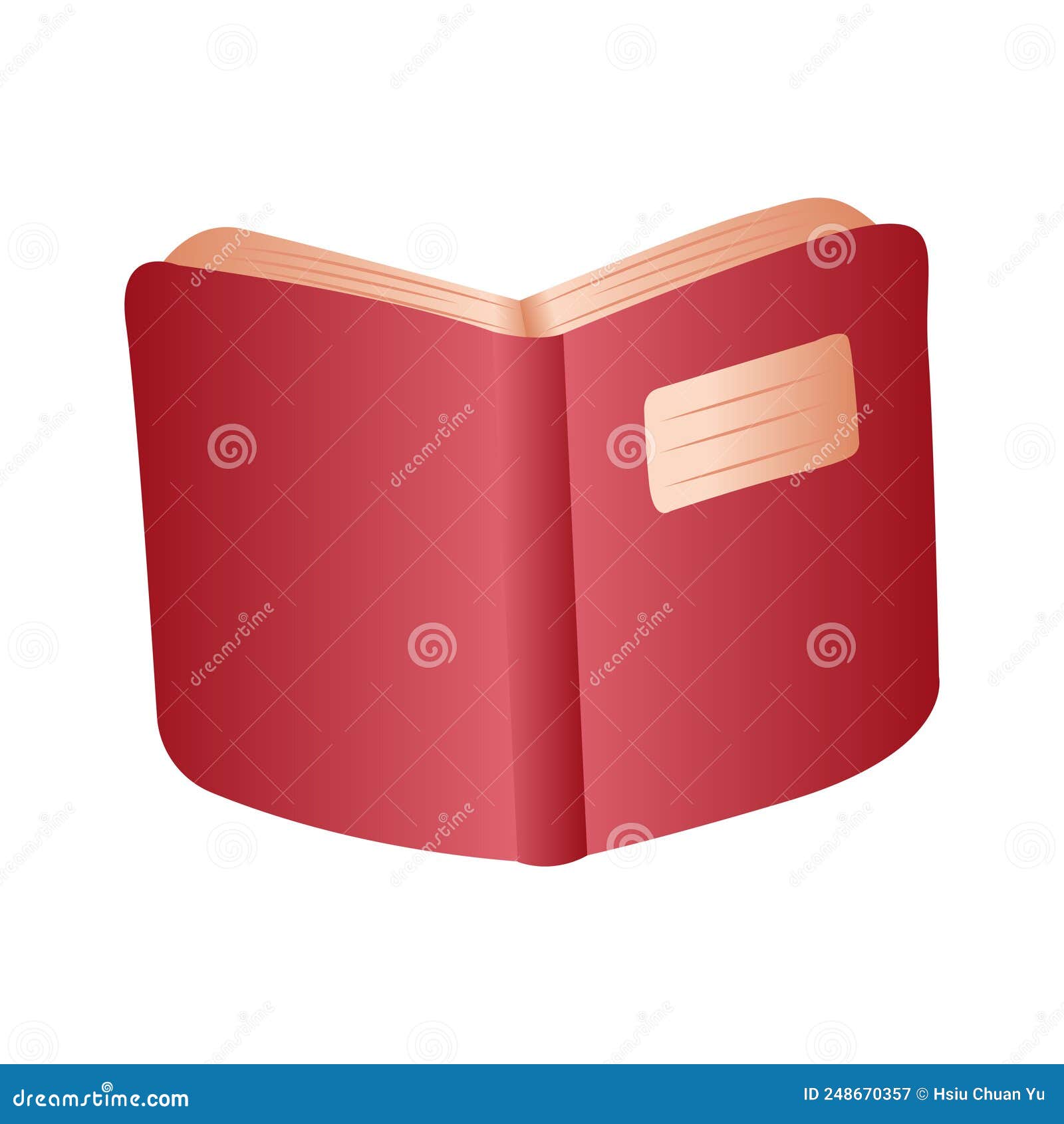 Cartoon Gradient Red Cover Opened Book Vector Isolated Element Stock ...