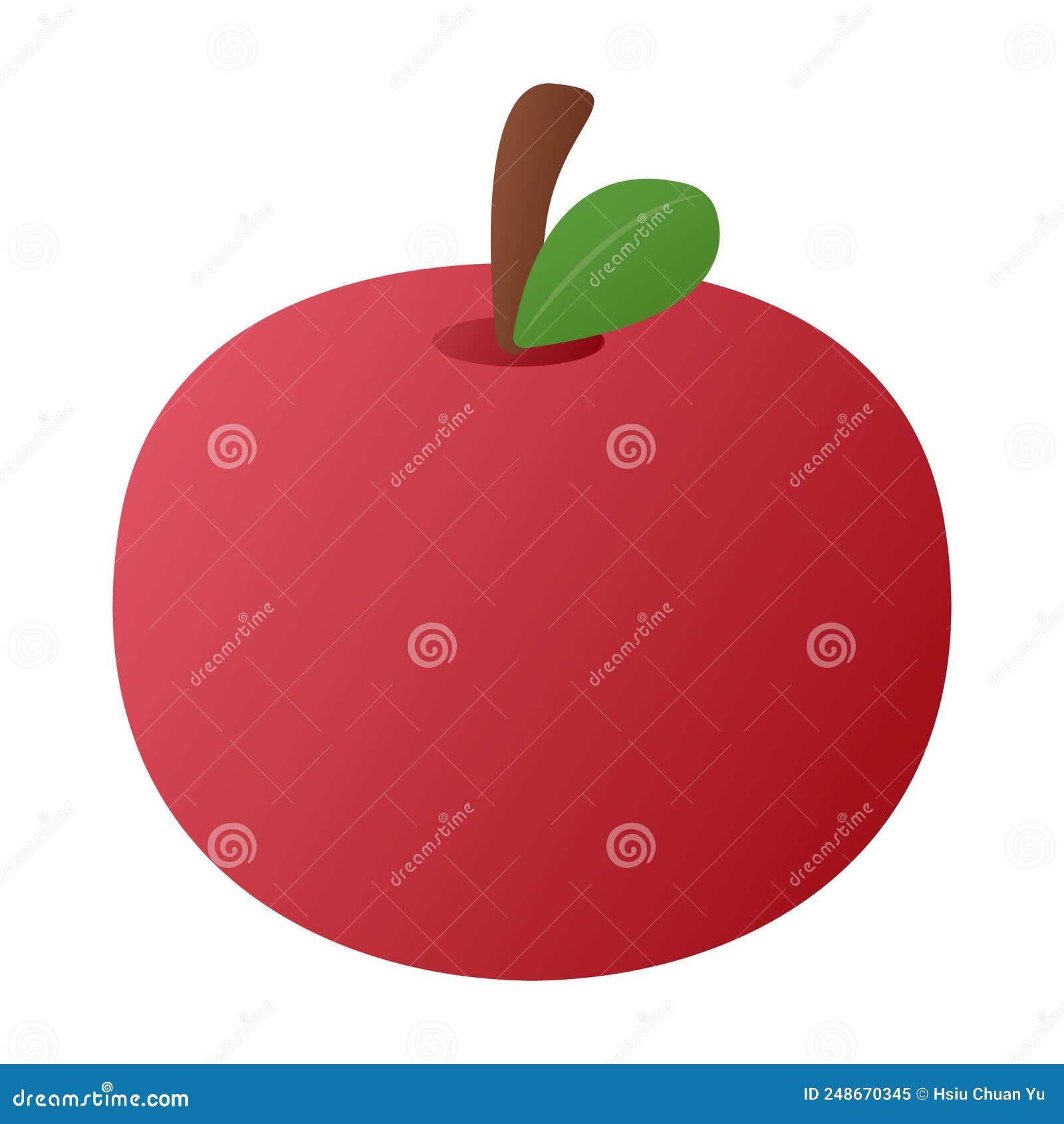 Cartoon Gradient Red Fruit Apple Vector Isolated Element Stock Vector ...