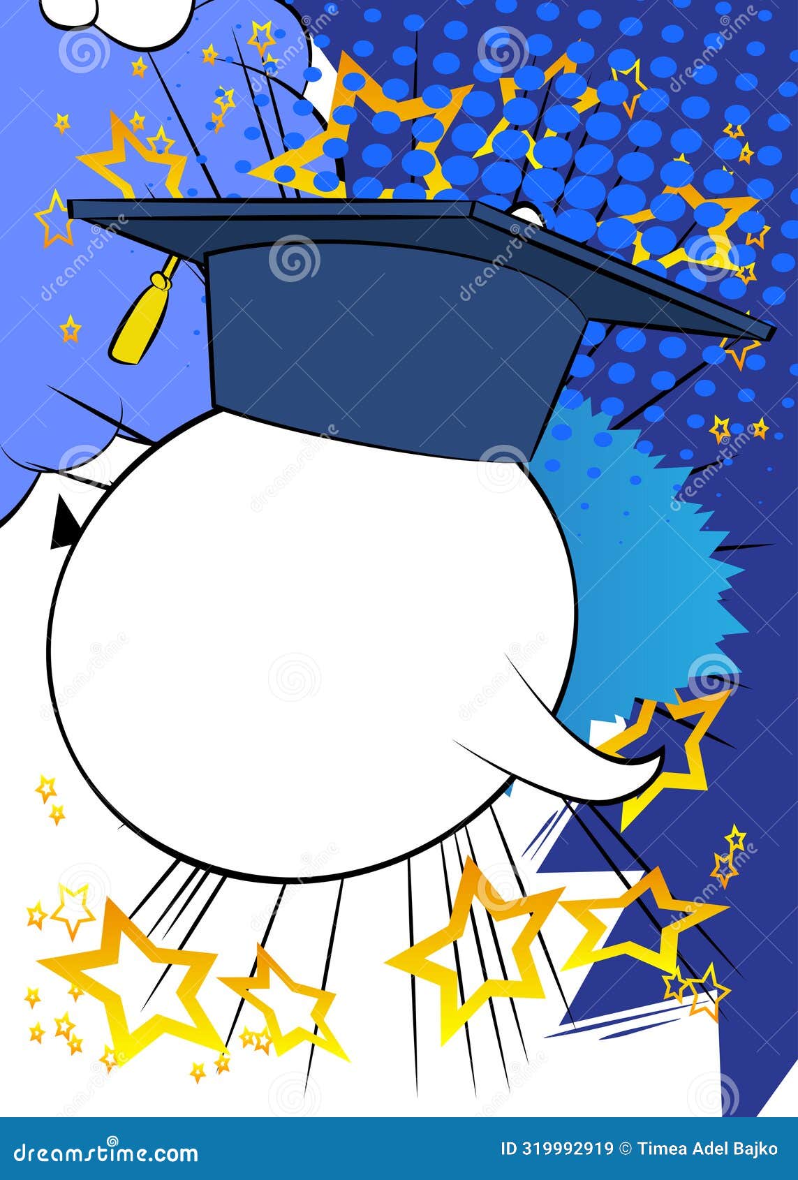 Cartoon Graduation Cap with Blank Speech Bubble, Comic Book Education ...