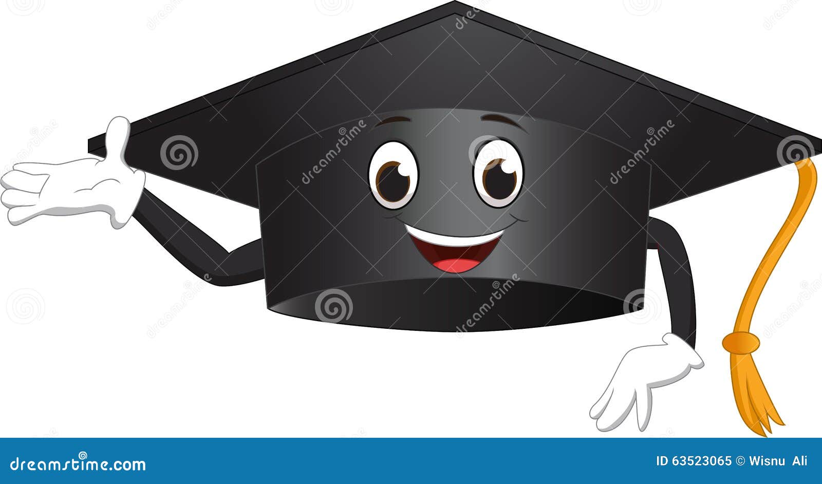 Cartoon graduation cap stock vector. Illustration of achievement - 63523065