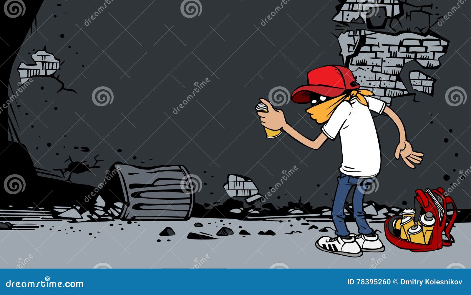 Cartoon Graffiti Artist at Work Stock Illustration - Illustration of ...