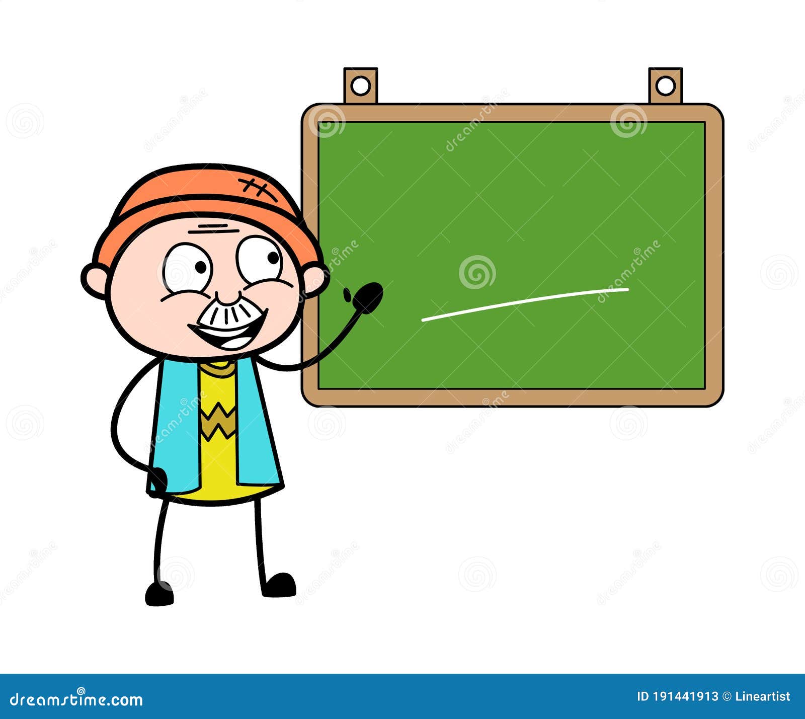 Cartoon Grandpa with Classroom Board Stock Illustration - Illustration ...