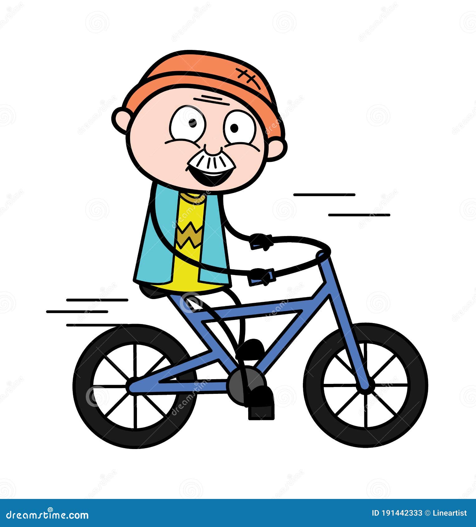 Cartoon Grandpa Riding Bicycle Stock Illustration - Illustration of ...