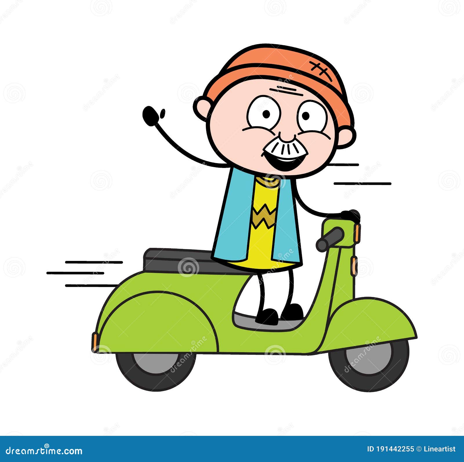 Cartoon Grandpa Riding Scooter Stock Illustration - Illustration of ...