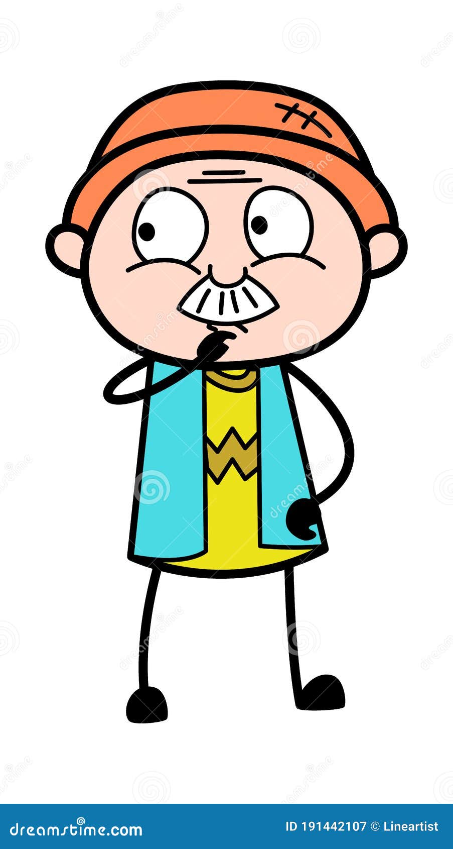 Cartoon Grandpa Thinking Seriously Stock Illustration - Illustration of ...