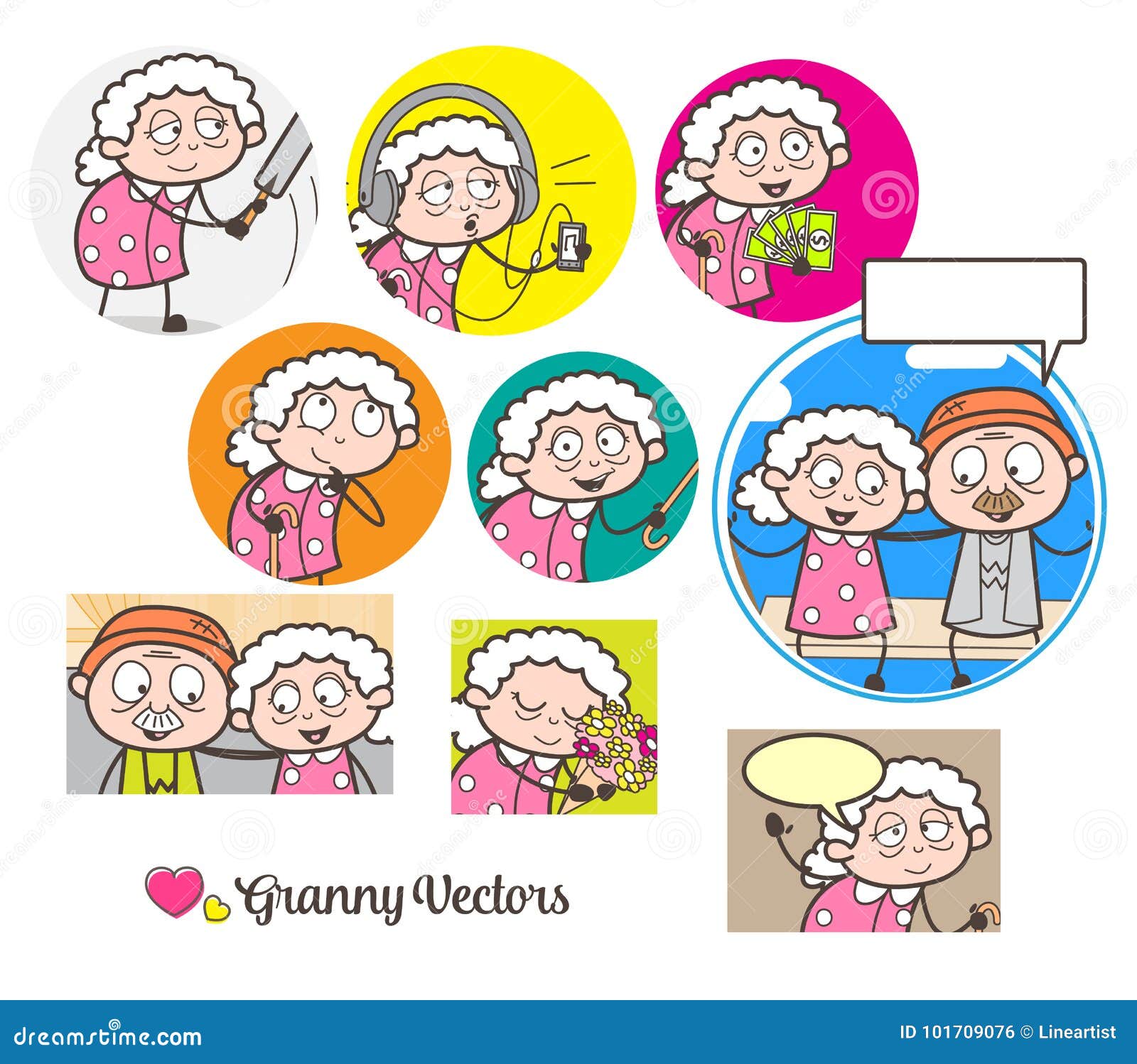 Concepts Of Many Old Granny Character Set Of Concepts Vector