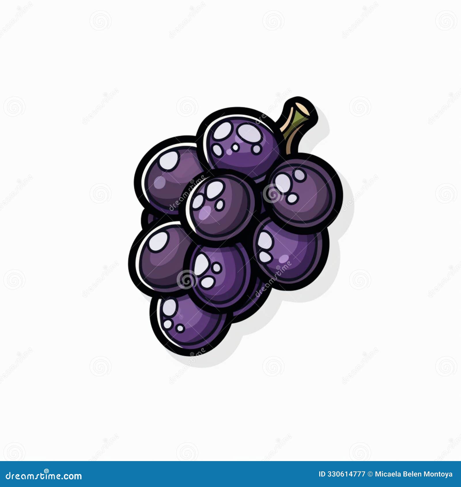 Cartoon Grape Bunch Vector Illustration Stock Vector - Illustration of ...