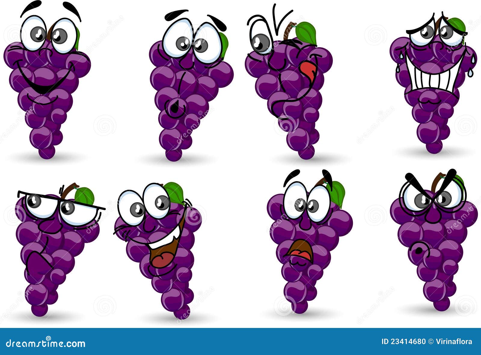 Cartoon Grapes Emotions Stock Illustrations – 15 Cartoon Grapes ...