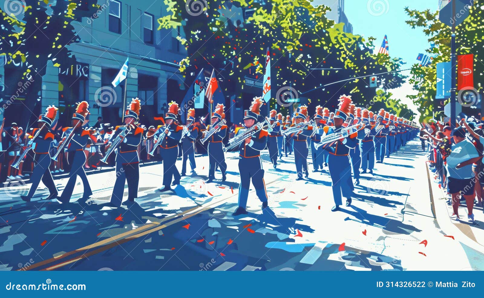 A Cartoon Graphic of the American Parade Stock Photo - Image of ...