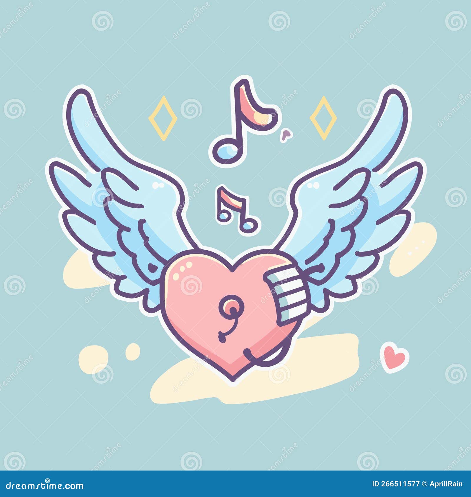 Cartoon Graphic Drawing of a Singing Heart Stock Vector - Illustration ...