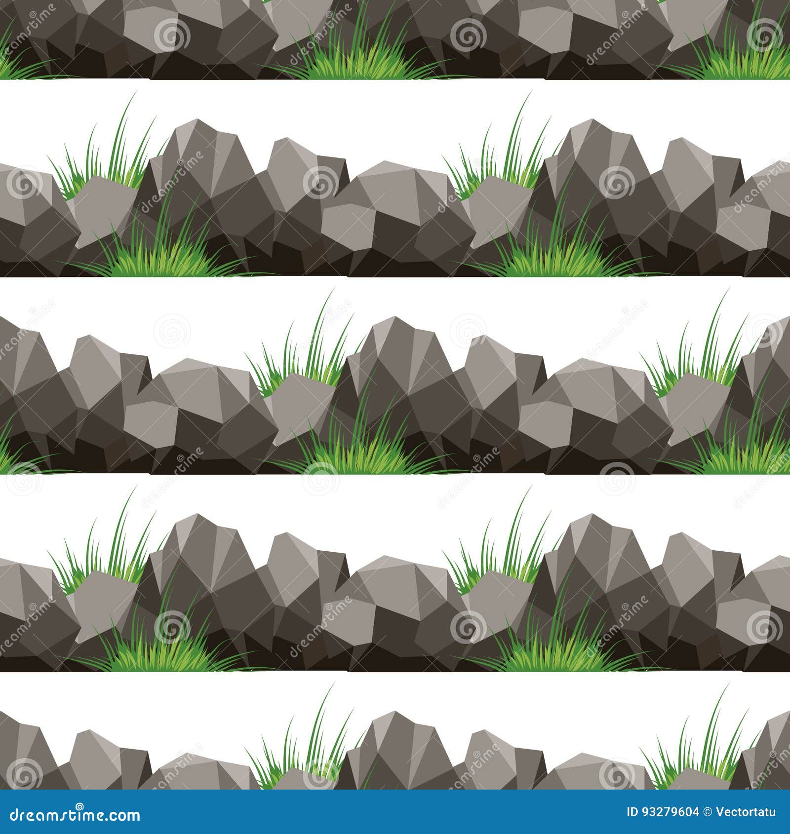 Cartoon Grass and Stones Seamless Pattern Stock Vector - Illustration ...