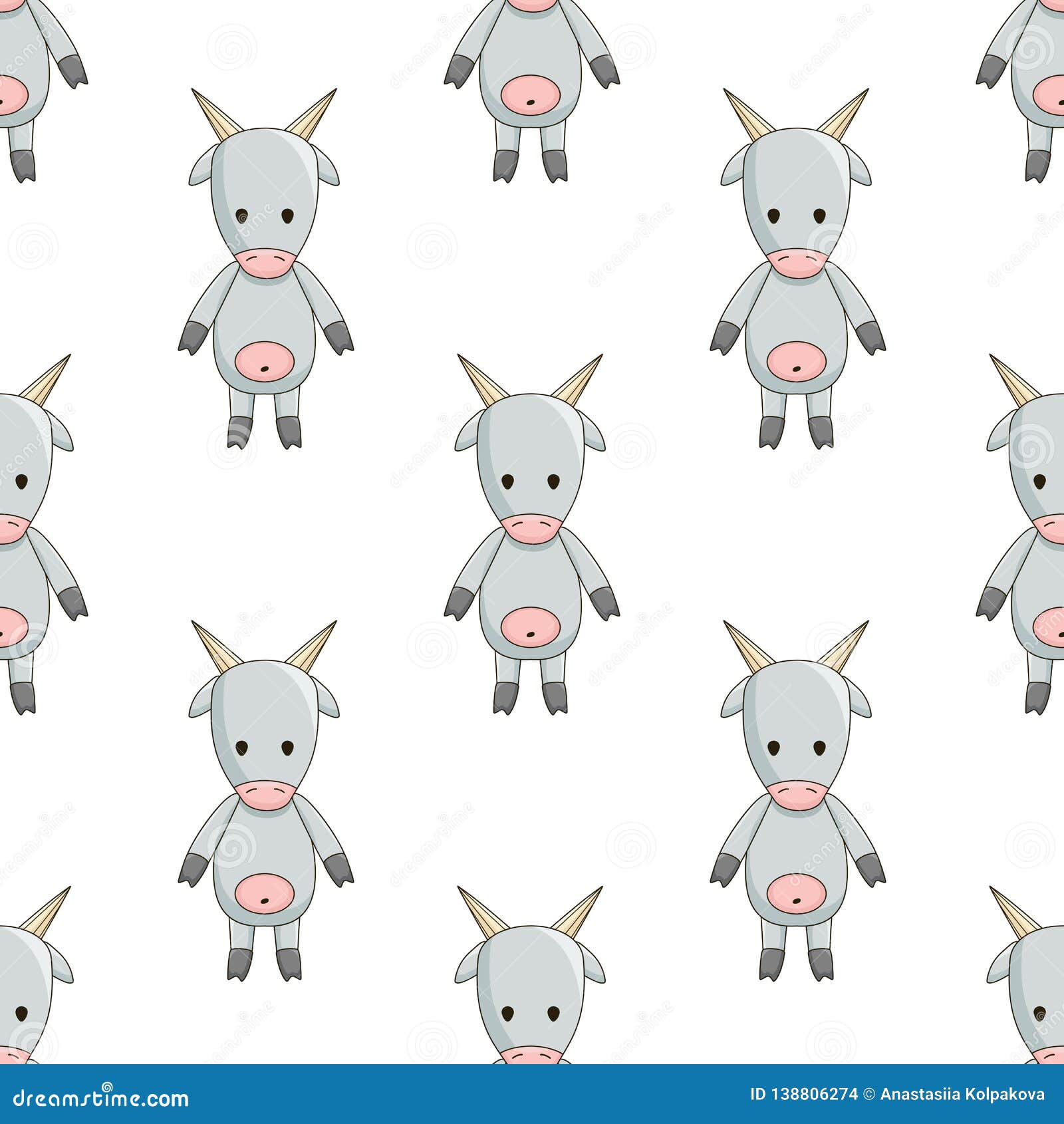 Cartoon Gray Goat, Funny Toy Seamless Pattern Stock Vector ...