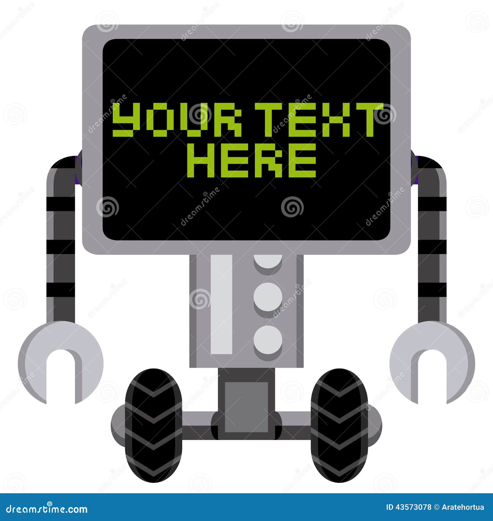 Cartoon Gray Robot Isolated on White Background Stock Illustration ...