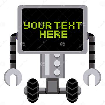 Cartoon Gray Robot Isolated on White Background Stock Illustration ...