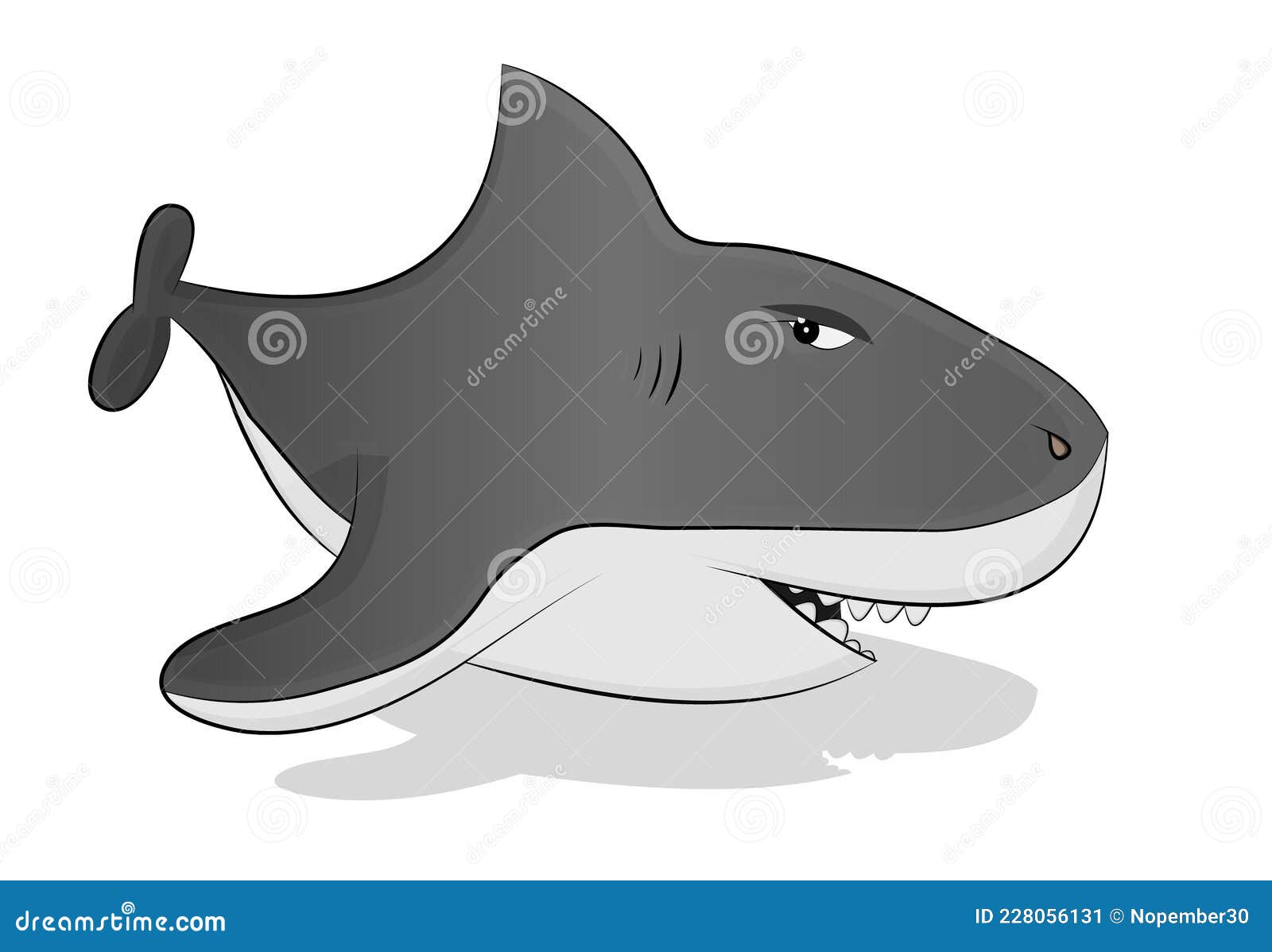 Cartoon gray shark stock vector. Illustration of exotic - 228056131