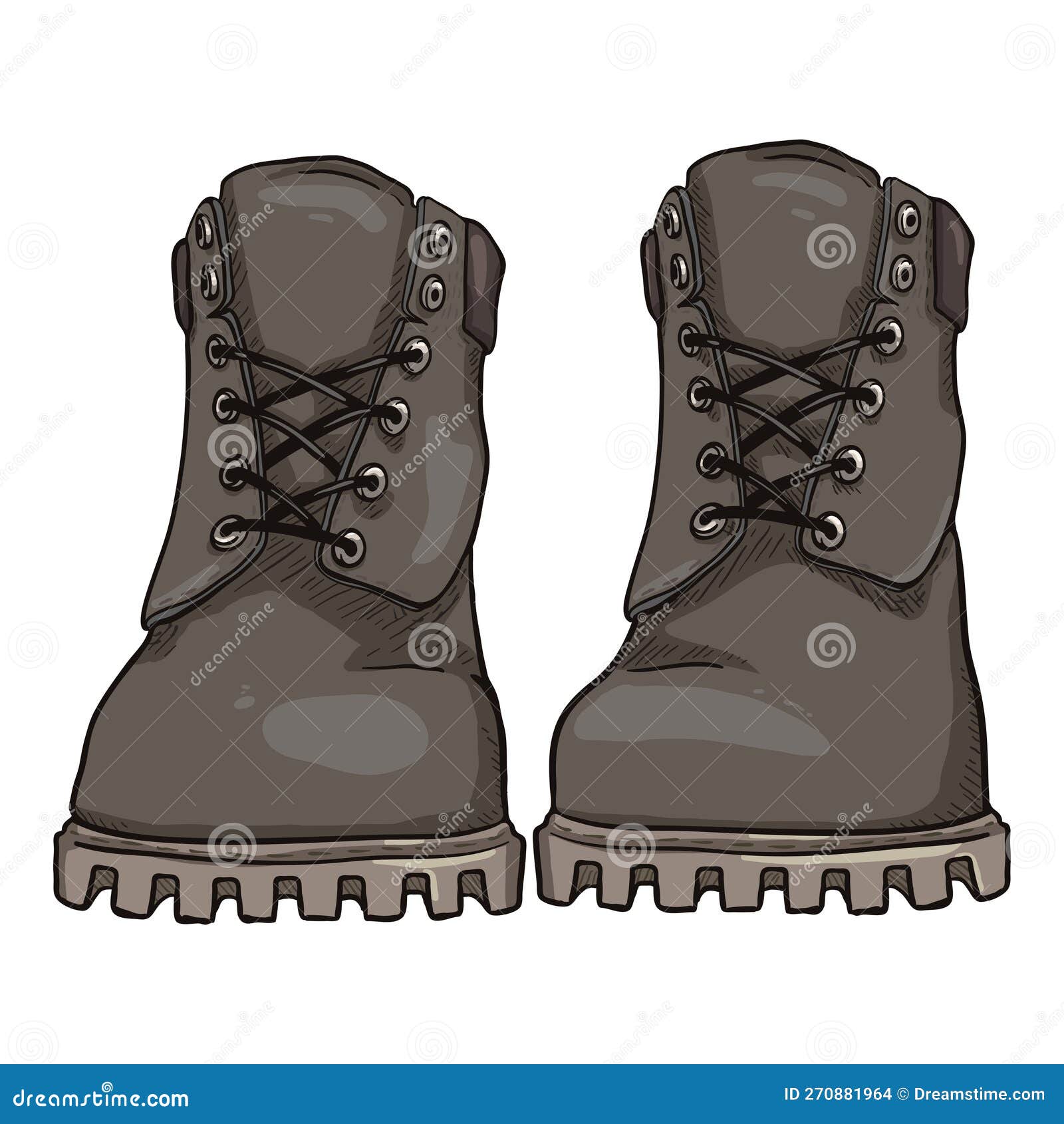 Cartoon Gray Work Boots. Front View Vector Illustration Stock Vector ...
