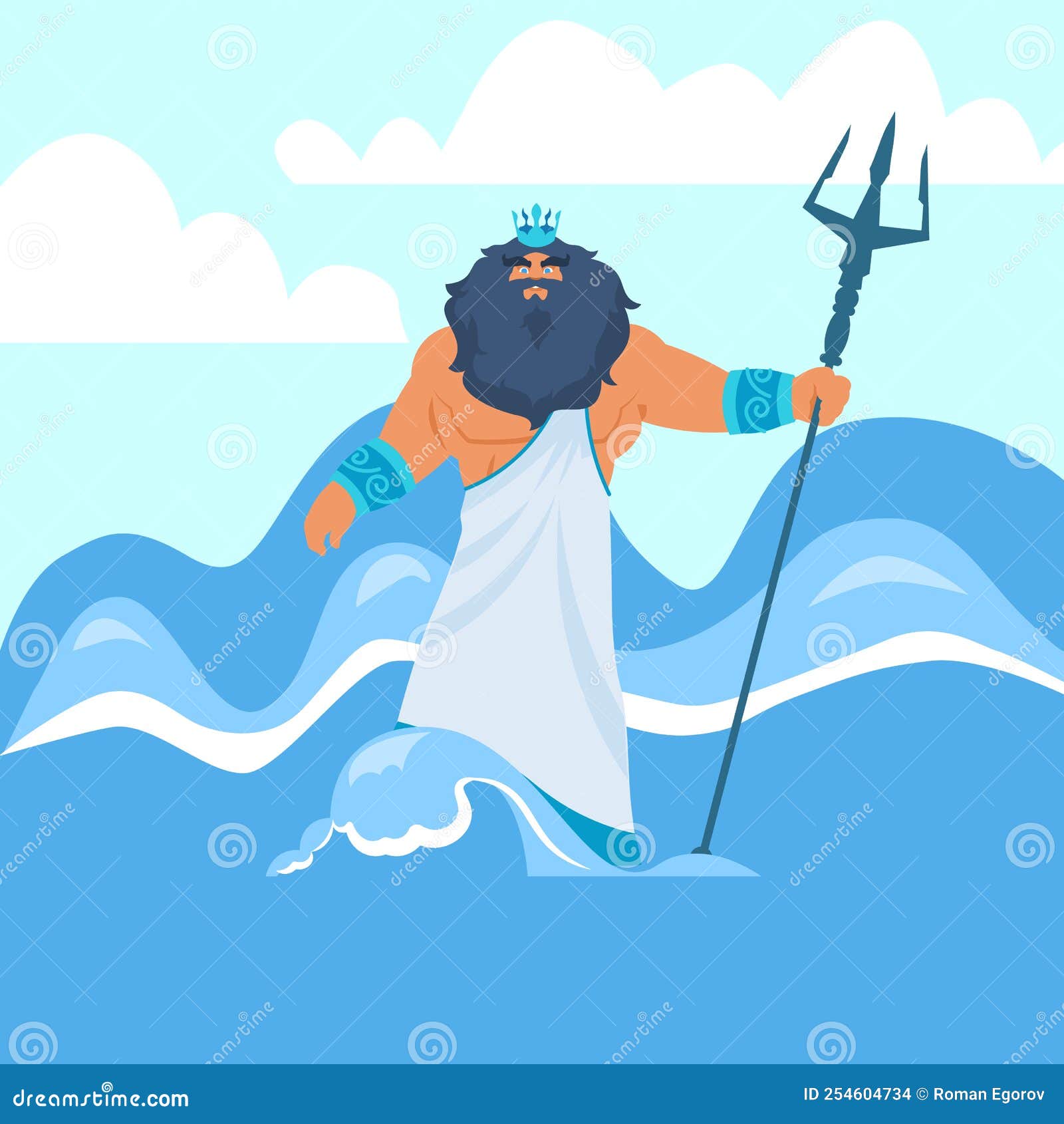 Cartoon Neptune God Cartoon Neptune God
